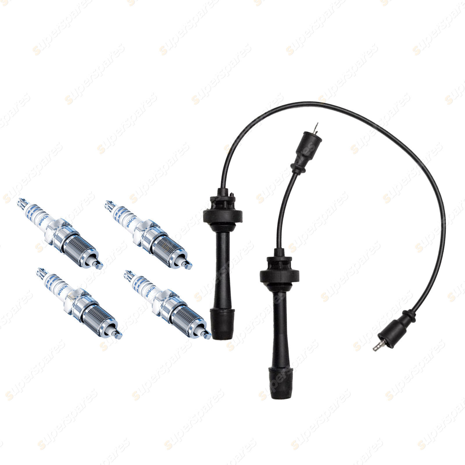 Bosch 4 Spark Plugs+Lead Kit for Mazda 323 BJ BJFP BJFS 2.0L I4 98KW 01-03