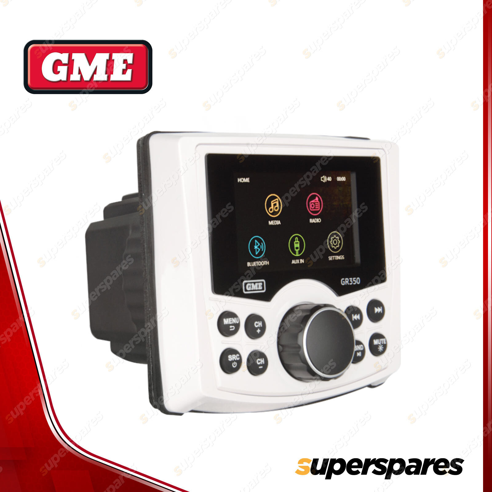 GME Bluetooth AM / FM Marine Stereo with 2.7" TFT LCD display - White ...