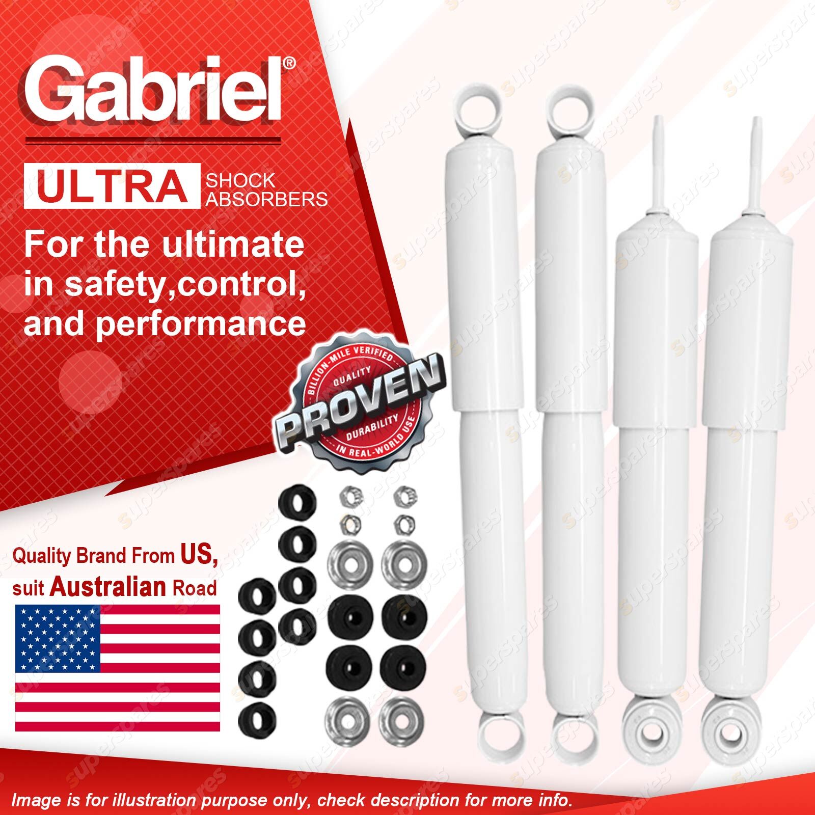 Gabriel Front Rear Ultra LT Shocks for Hilux KZN165 LN167 172 RZN169 ...