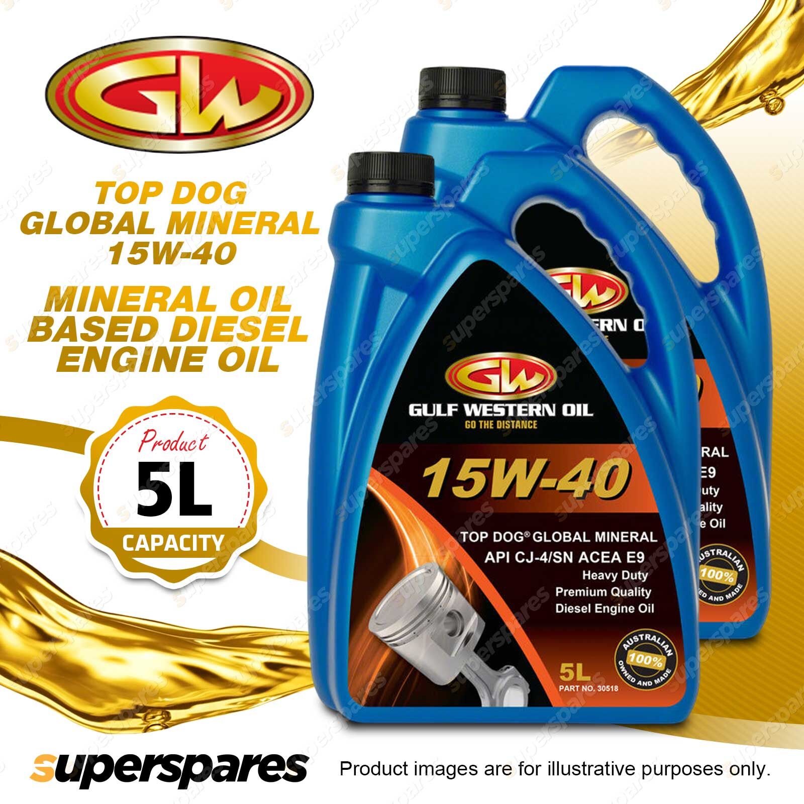 2 x Gulf Western Top Dog Global Mineral SAE 15W-40 CJ-4/SN Diesel ...
