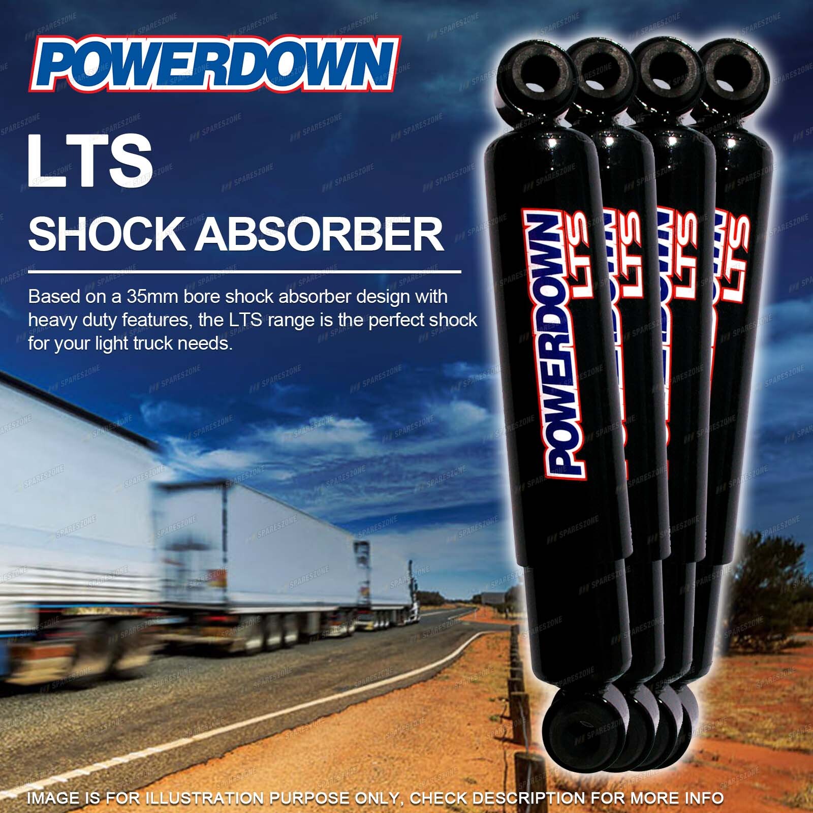 4 x Front Powerdown LTS Shock Absorbers for White Premium Quality