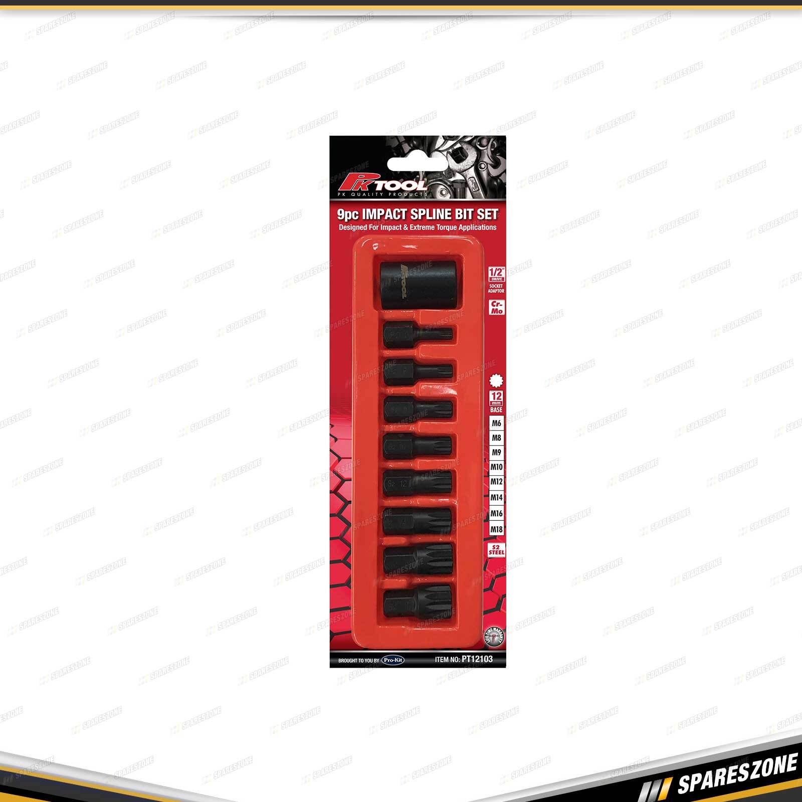 9 Pcs of PK Tool 1/2" Dr Impact Spline Bit Set - for Impact & Extreme ...