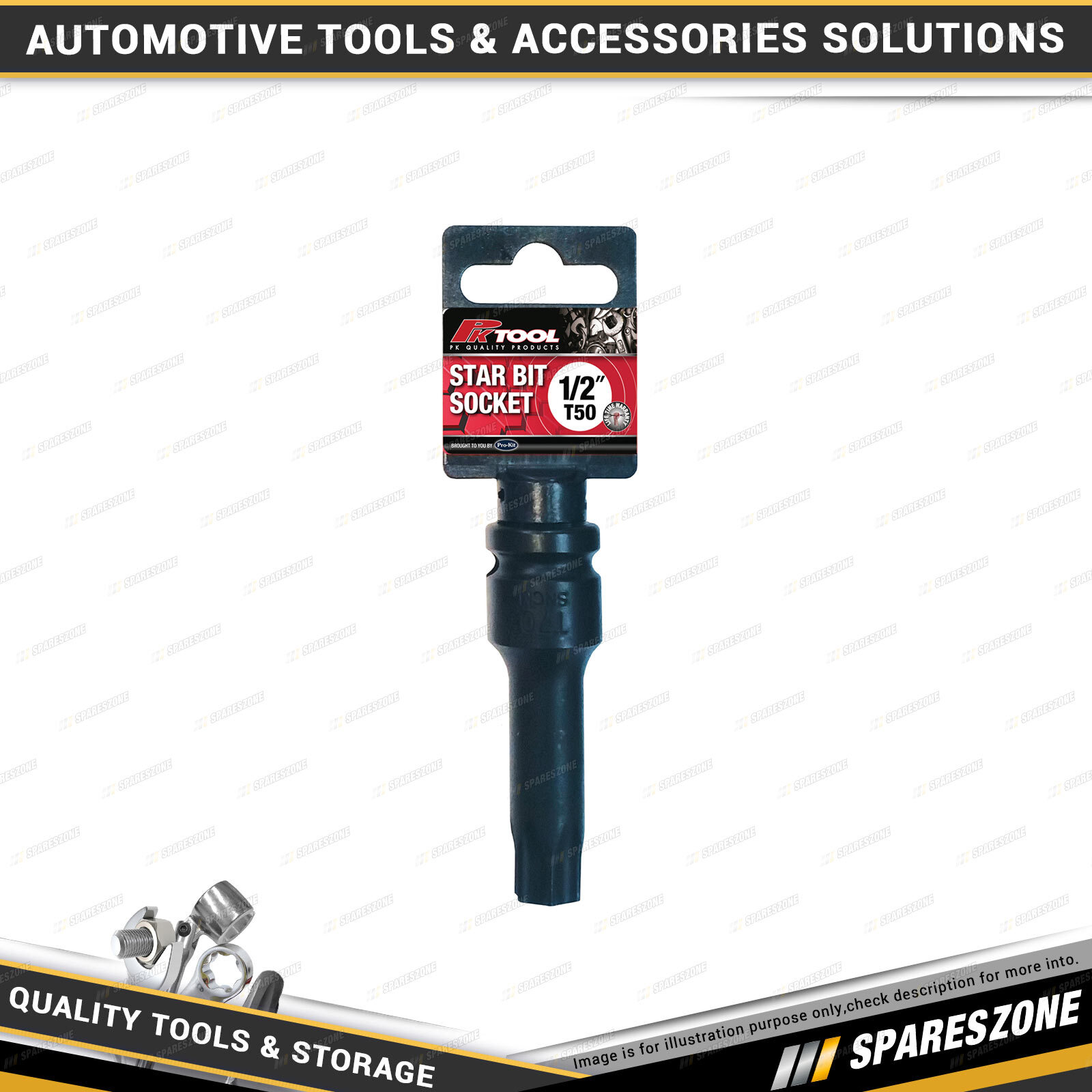 PK Tool 1/2 Inch Drive Impact Star Bit Socket - T50 6 Point 78mm SNCM Steel