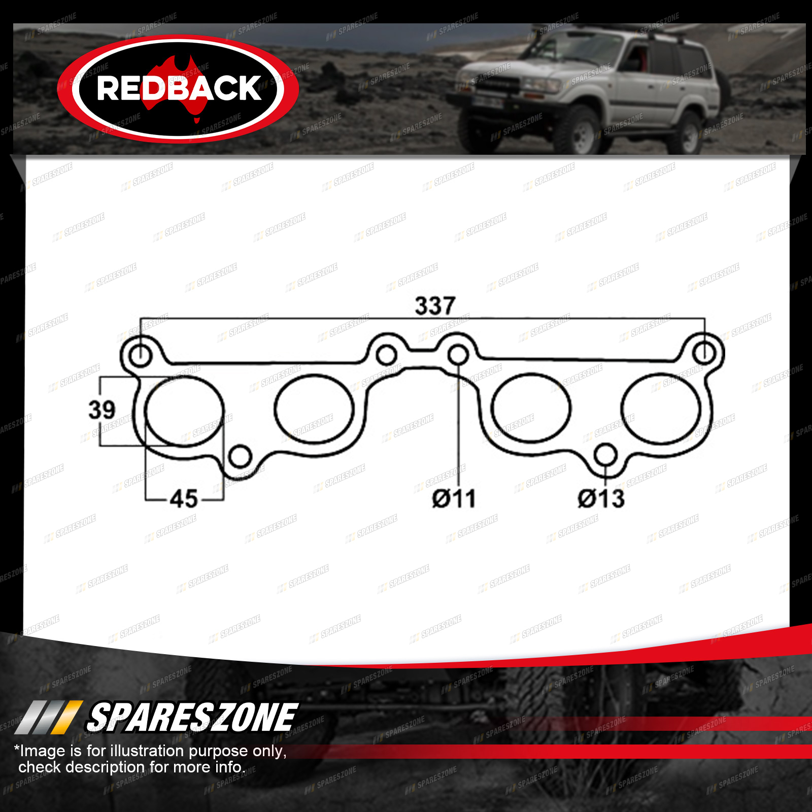 Redback DSF Exhaust Manifold Gasket for Toyota Hilux RZN 149 154 169 ...