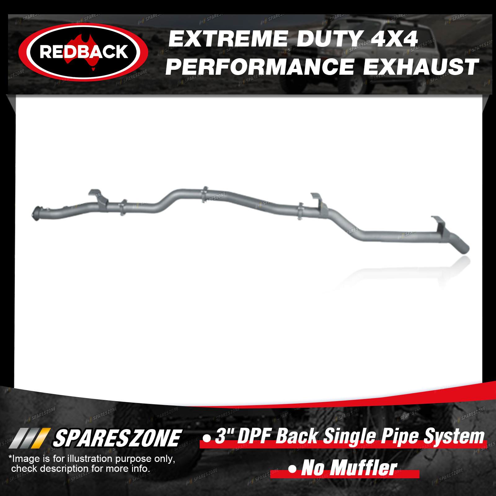 Redback 3" 4x4 Exhaust No Muffler for Toyota Landcruiser 79 1VD-FTV 11/ ...