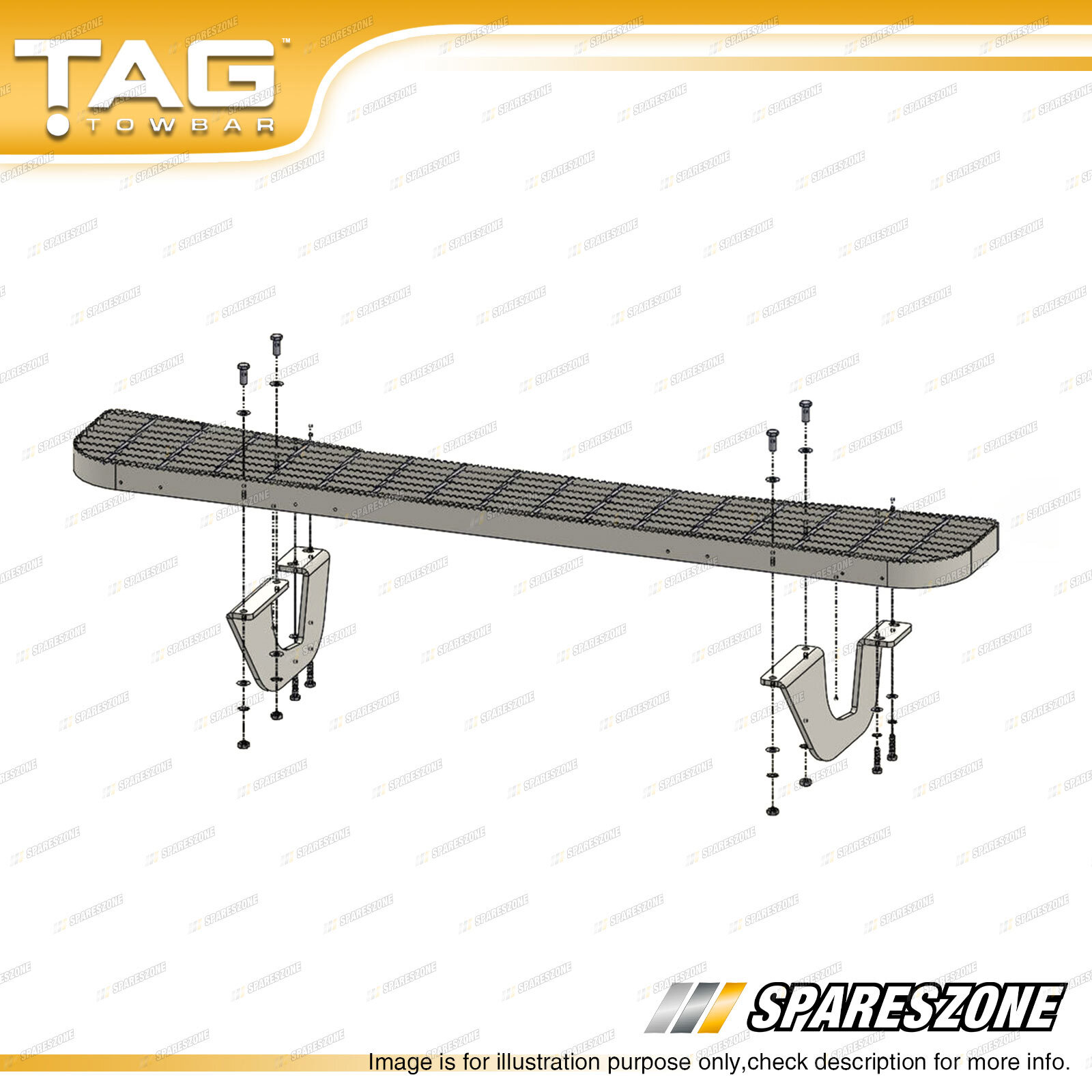 TAG Galvanised Rear Step Kit for Hyundai iLoad TQ 2.4L 2.5L D4CB G4KC ...