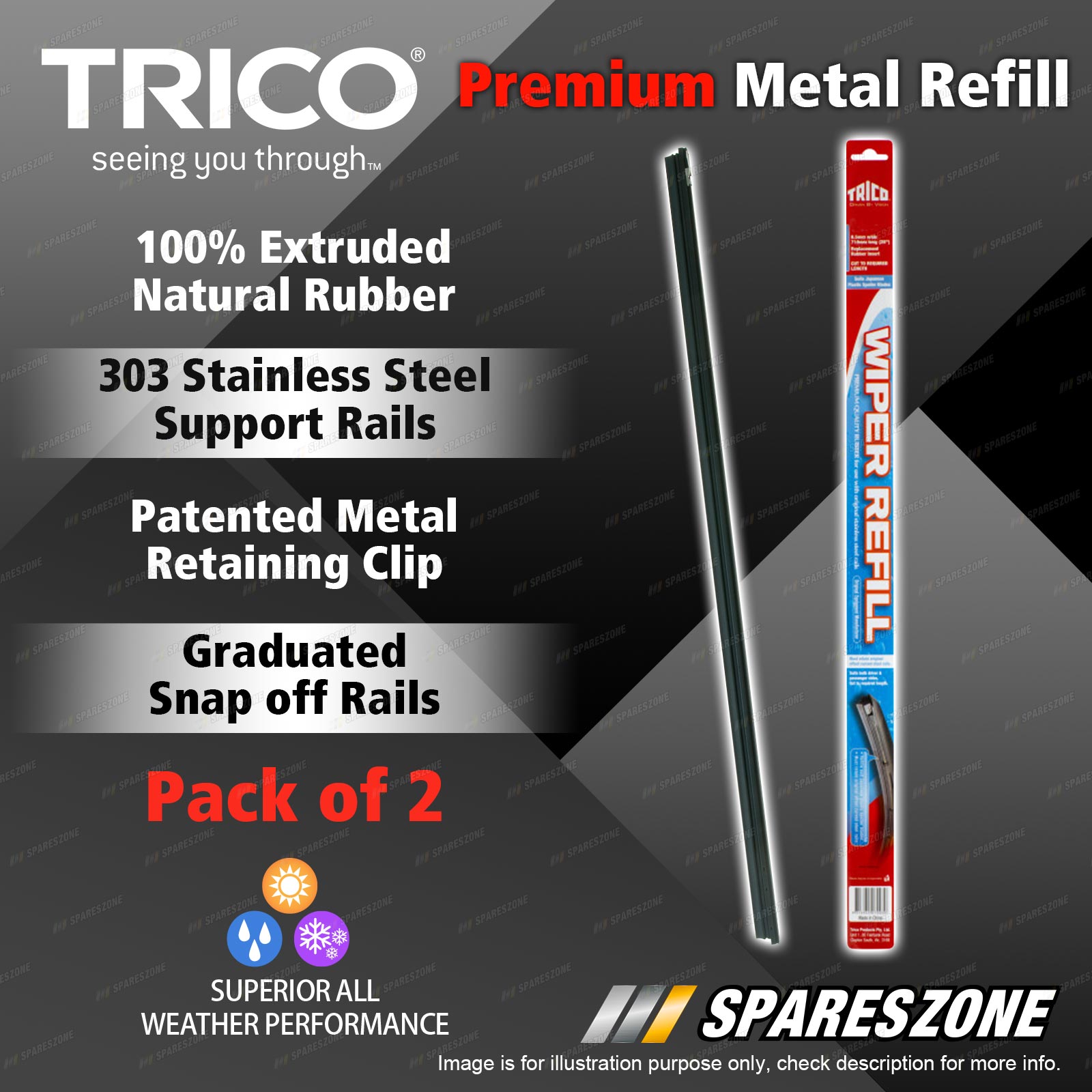 Trico Twin Metal Rail Wiper Blade Refills TTR610 + TTR710 Combo Pack ...