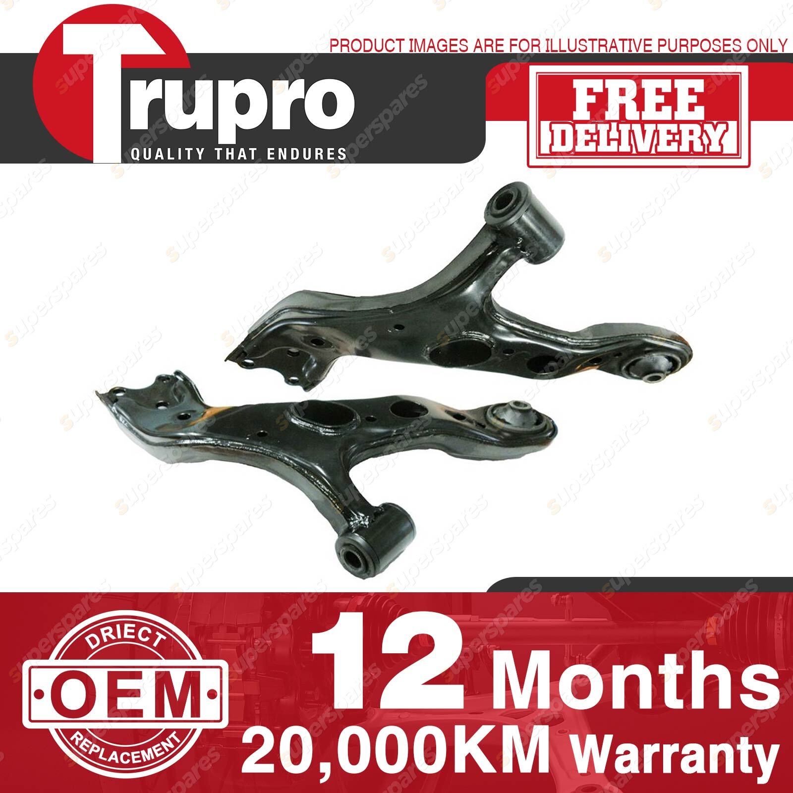 2 Trupro Front Lower Control Arms for Toyota Rav4 ACA33 ACA38 GSA33 ...