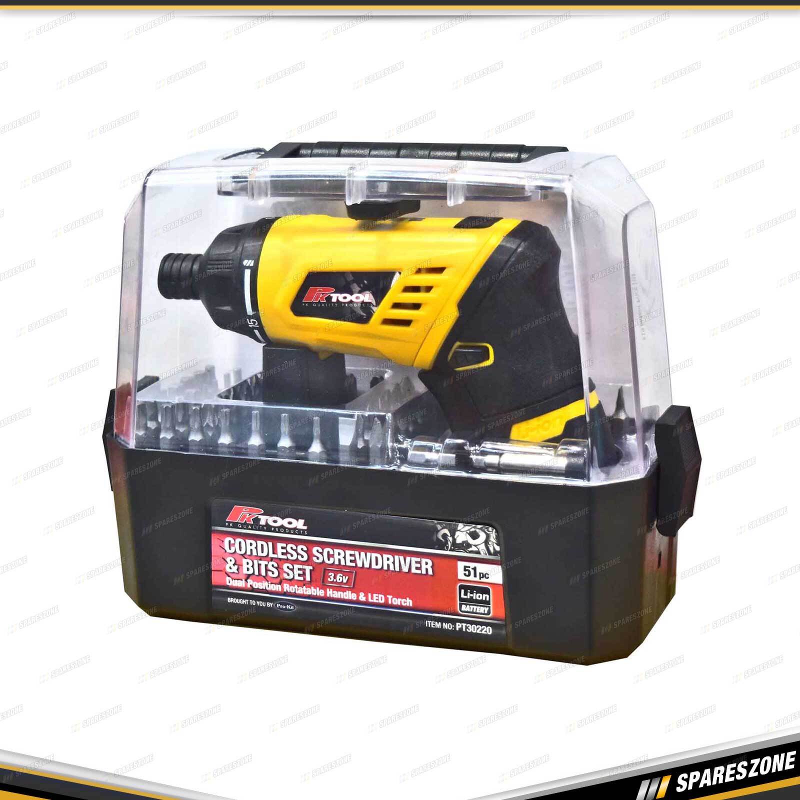 51 Pcs of PK Tool 3.6V Cordless Rechargeable Screwdriver Set Bits ...