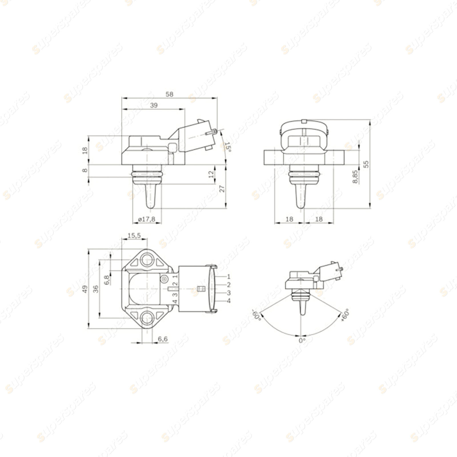 Bosch Boost Pressure Sensor for DAF XF 95 105 FAD FAK FAR FAS FAT FAG ...