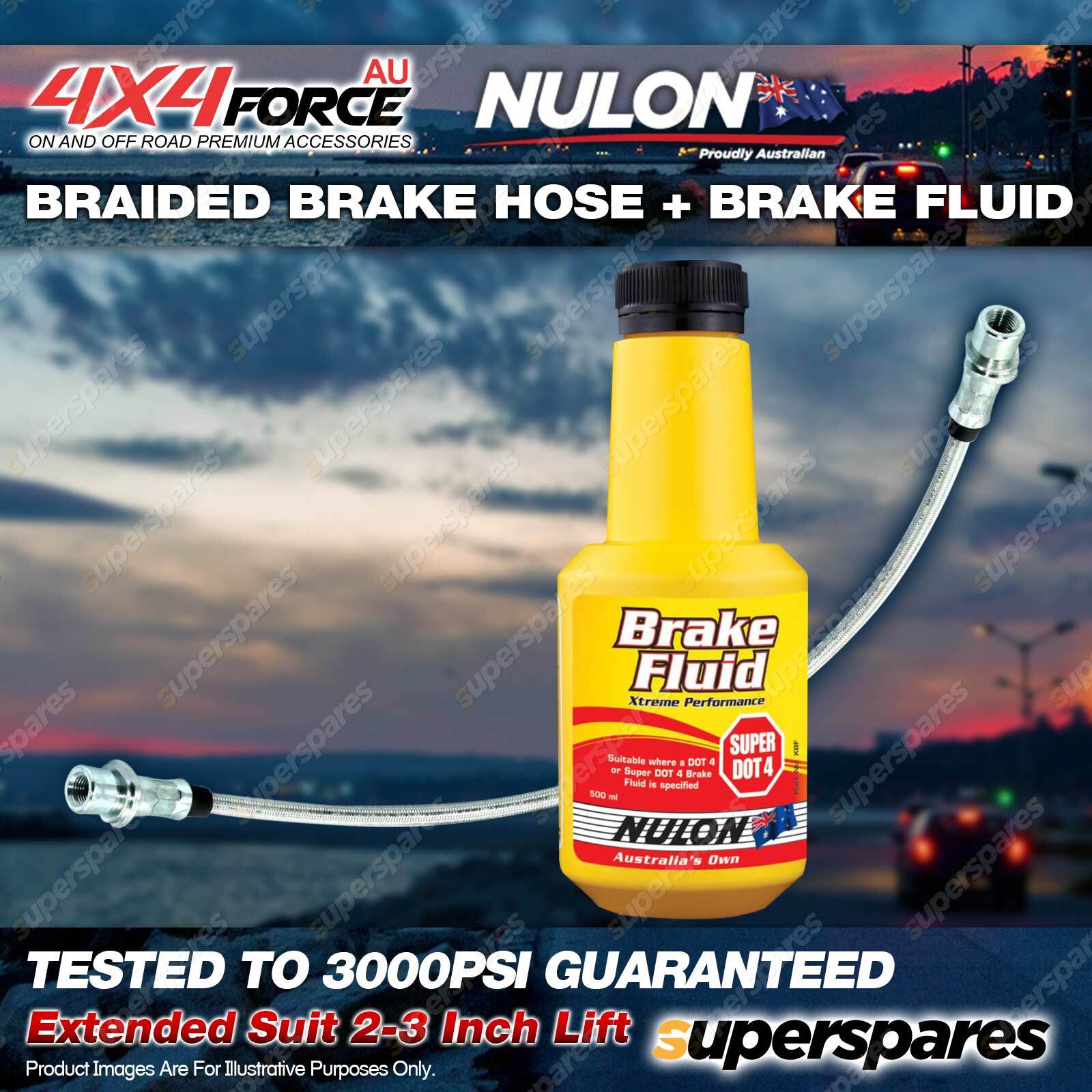 Rear Braided Extended LH/RH Brake Hose + Nulon Fluid for Mazda BT50 UR ...