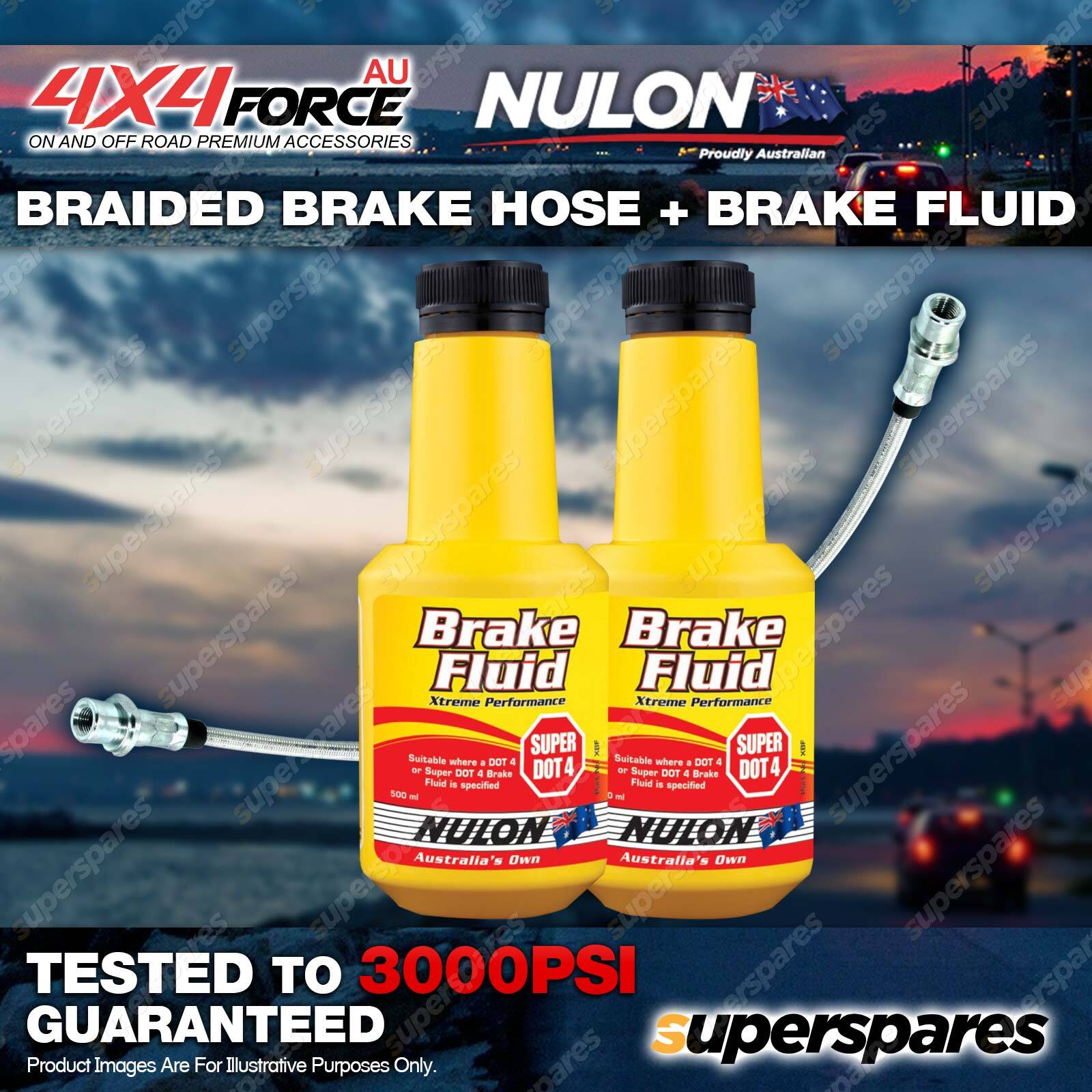 Rear Braided LH/RH Brake Hose + Nulon Fluid for Ford Ranger PX 11-16 3 ...
