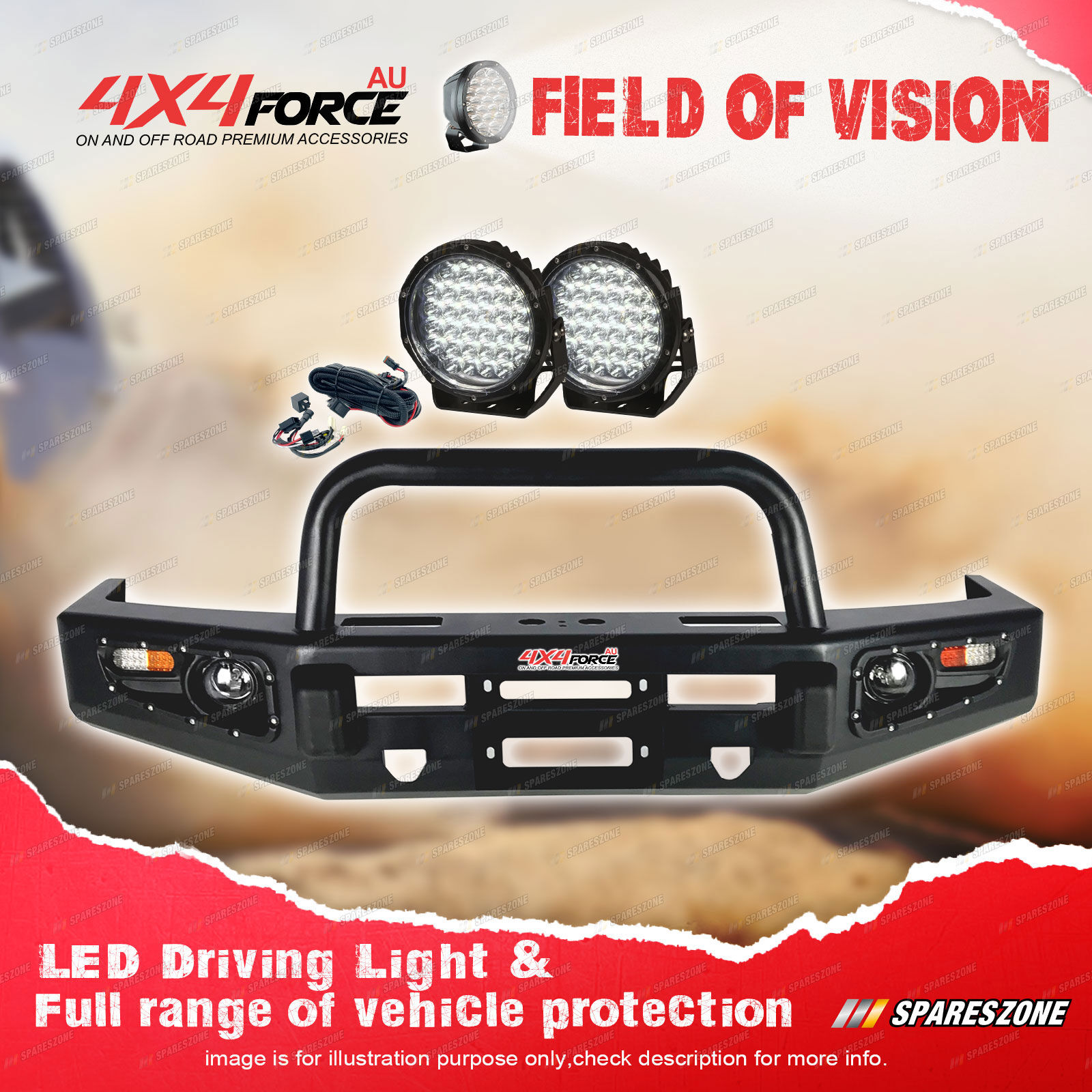 4X4FORCE Safari Shield Bullbar U LOOP Light for Toyota Landcruiser 79 ...