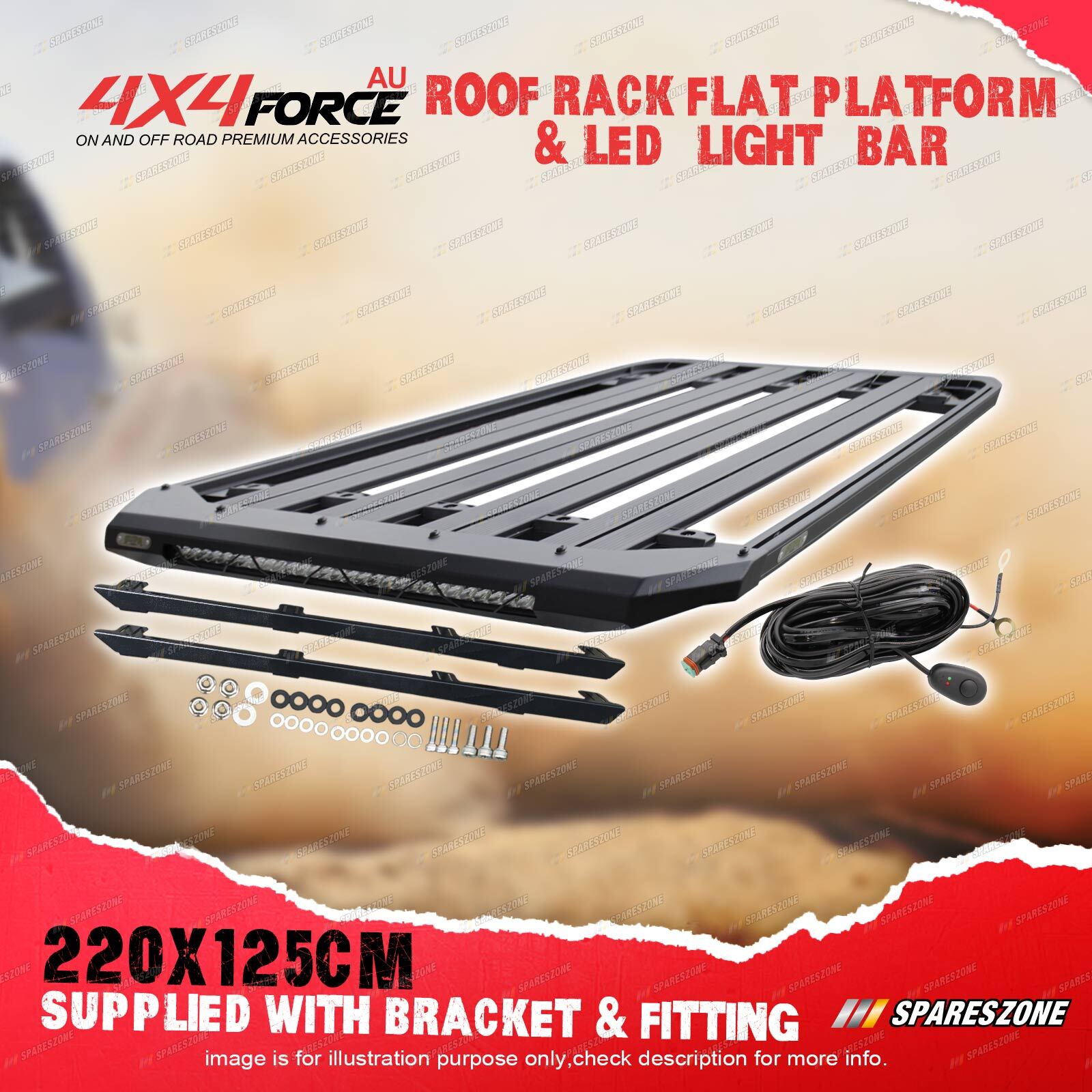 220 x 125cm Roof Rack Flat Platform & LED Light Bar for Isuzu MU-X 13 ...