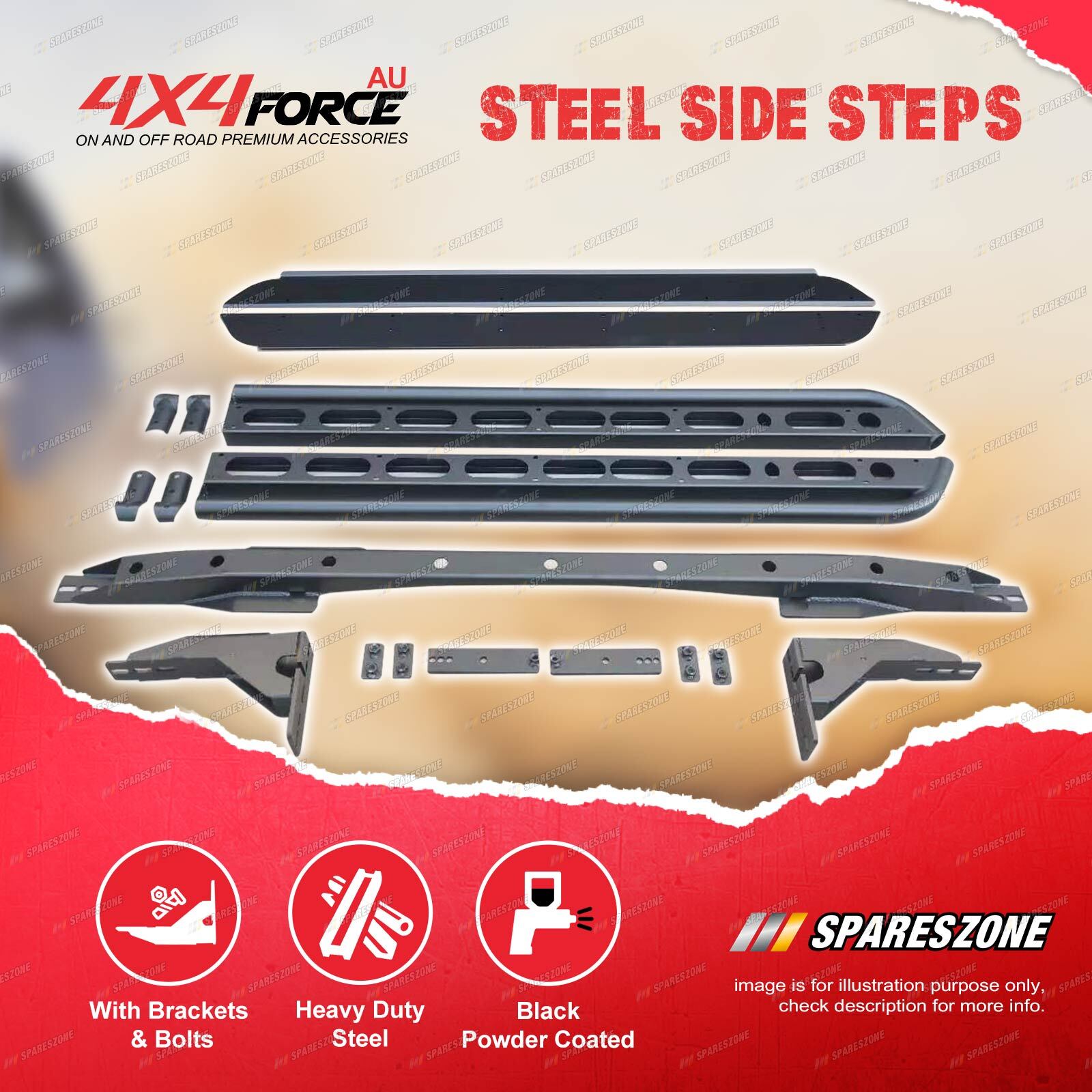 Steel Side Steps & Rock Sliders for Toyota Landcruiser 100 Series 4X4 ...