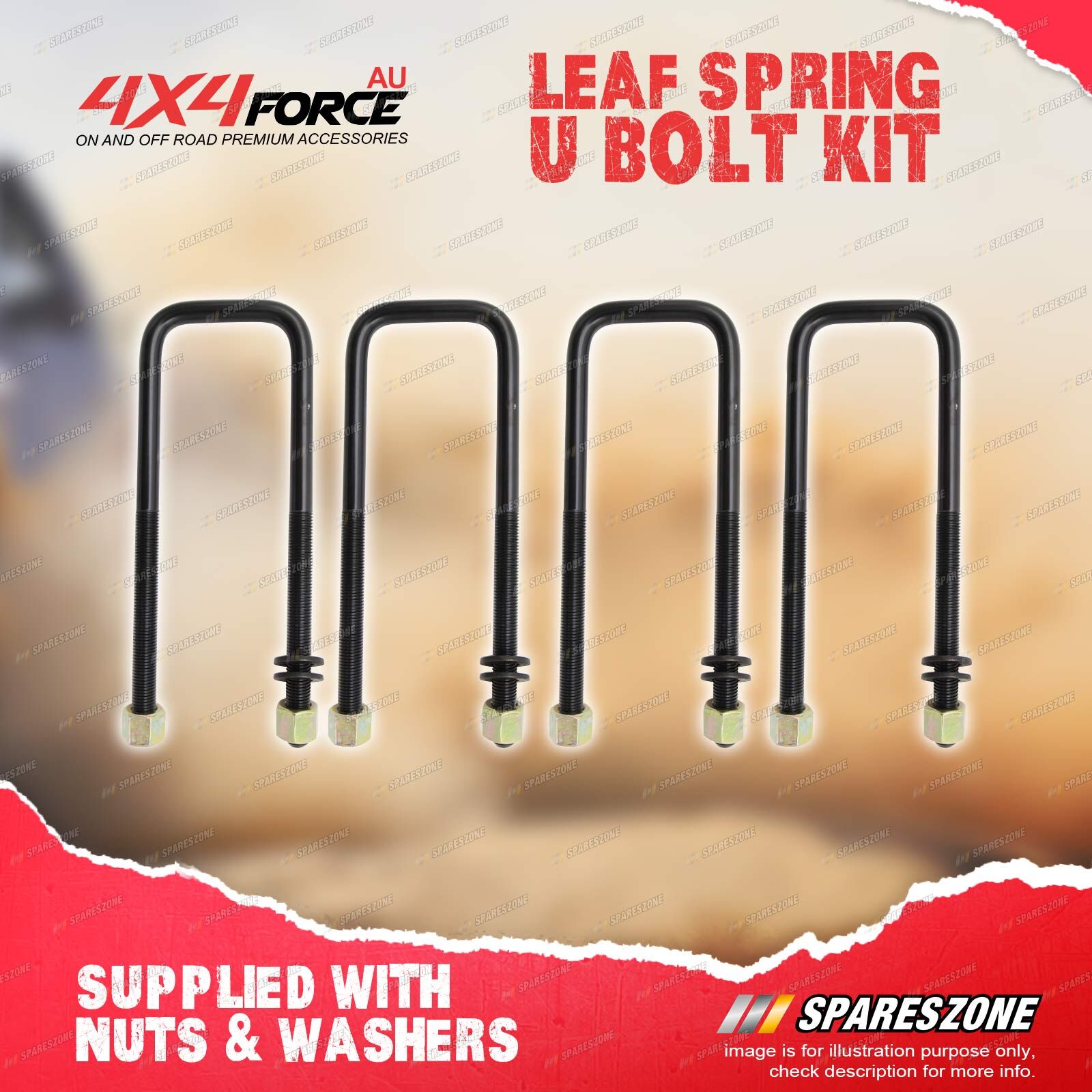 4 Pcs Rear Leaf Spring U-Bolts for Toyota Hilux All Leaf Front Axle ...