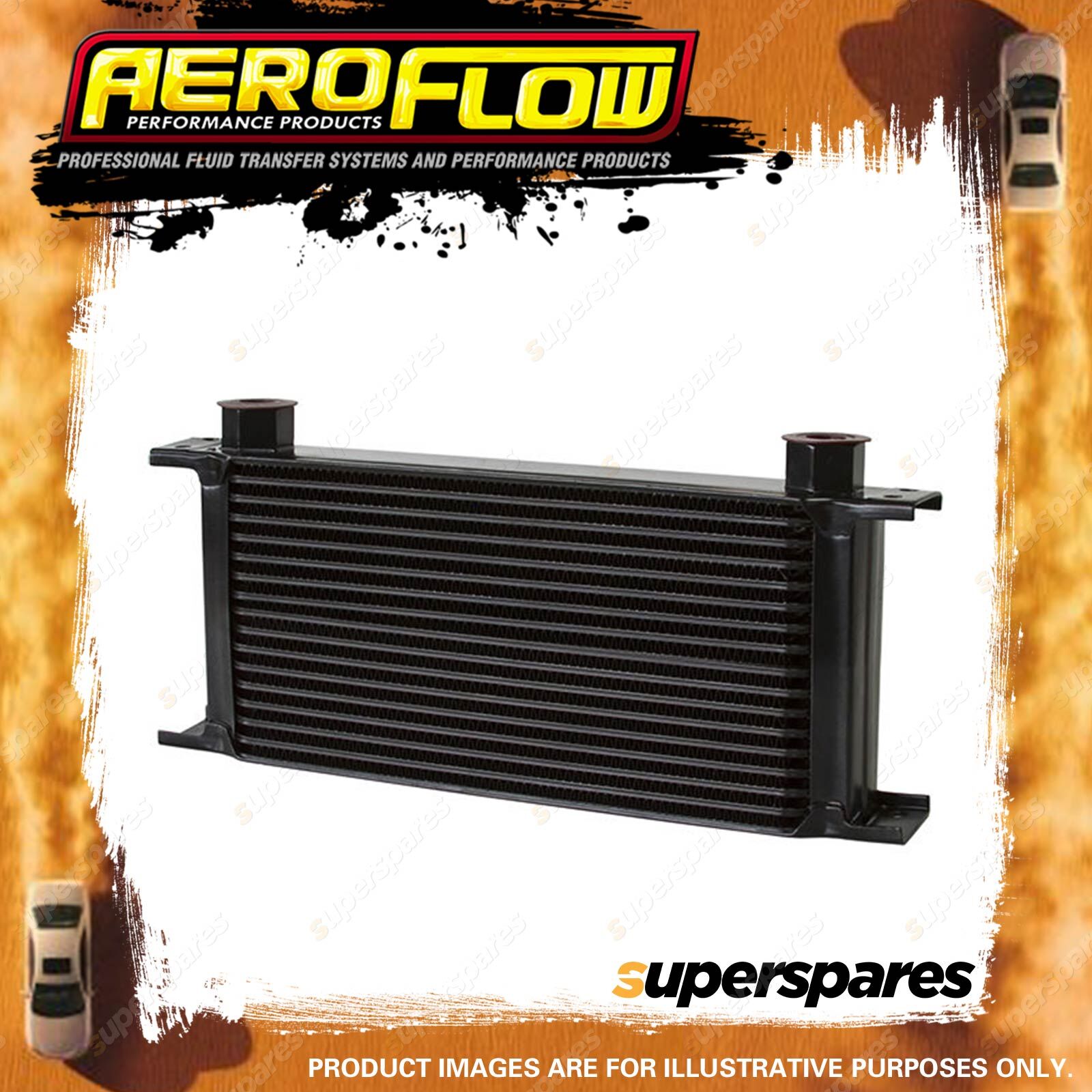 Aeroflow 10 Row Universal Oil Cooler 330 X 77 X 51mm -10 Female ORB Threads