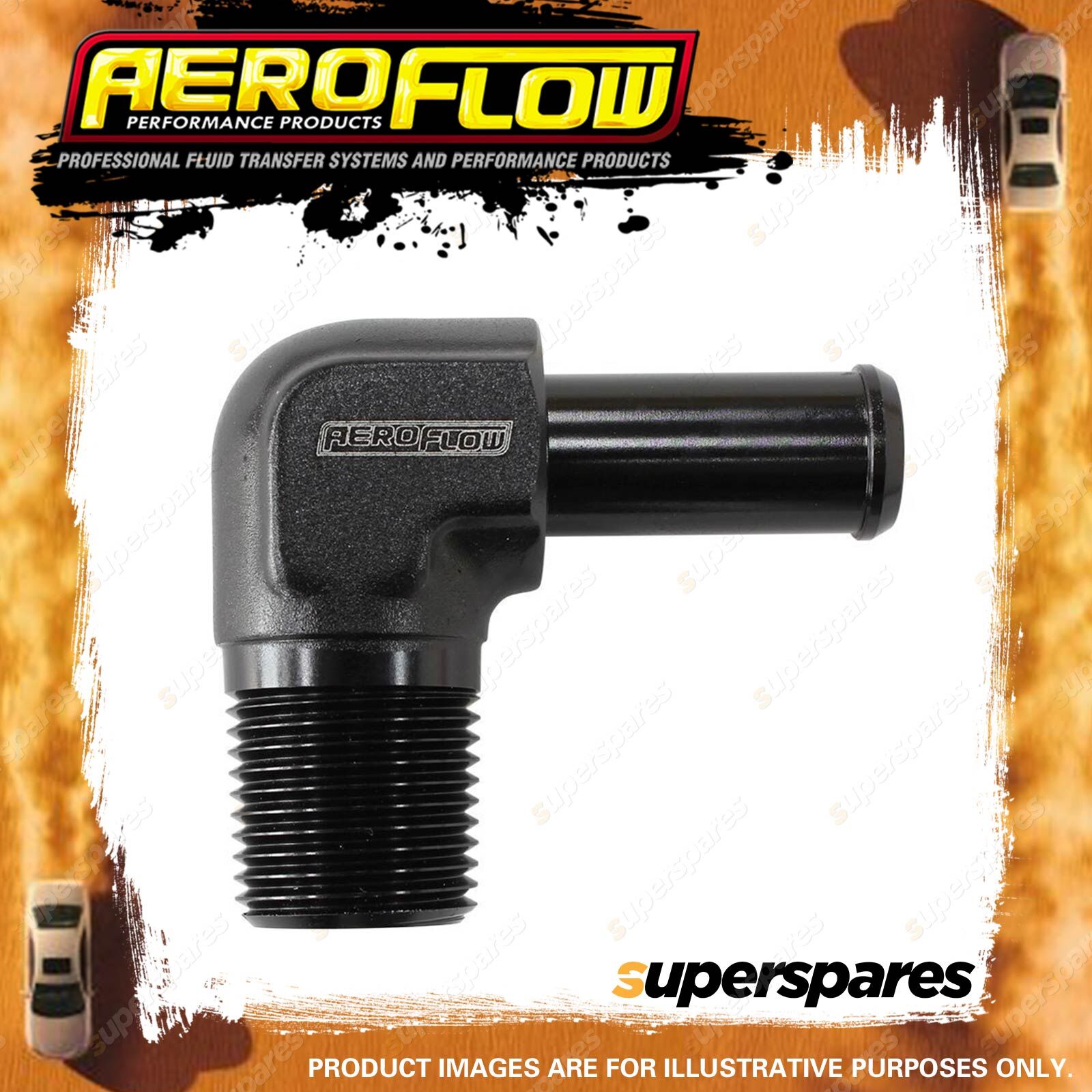 Aeroflow Male NPT To AN Barb 90 Degree Adapter 1/2"To -10 AN Hose Black ...