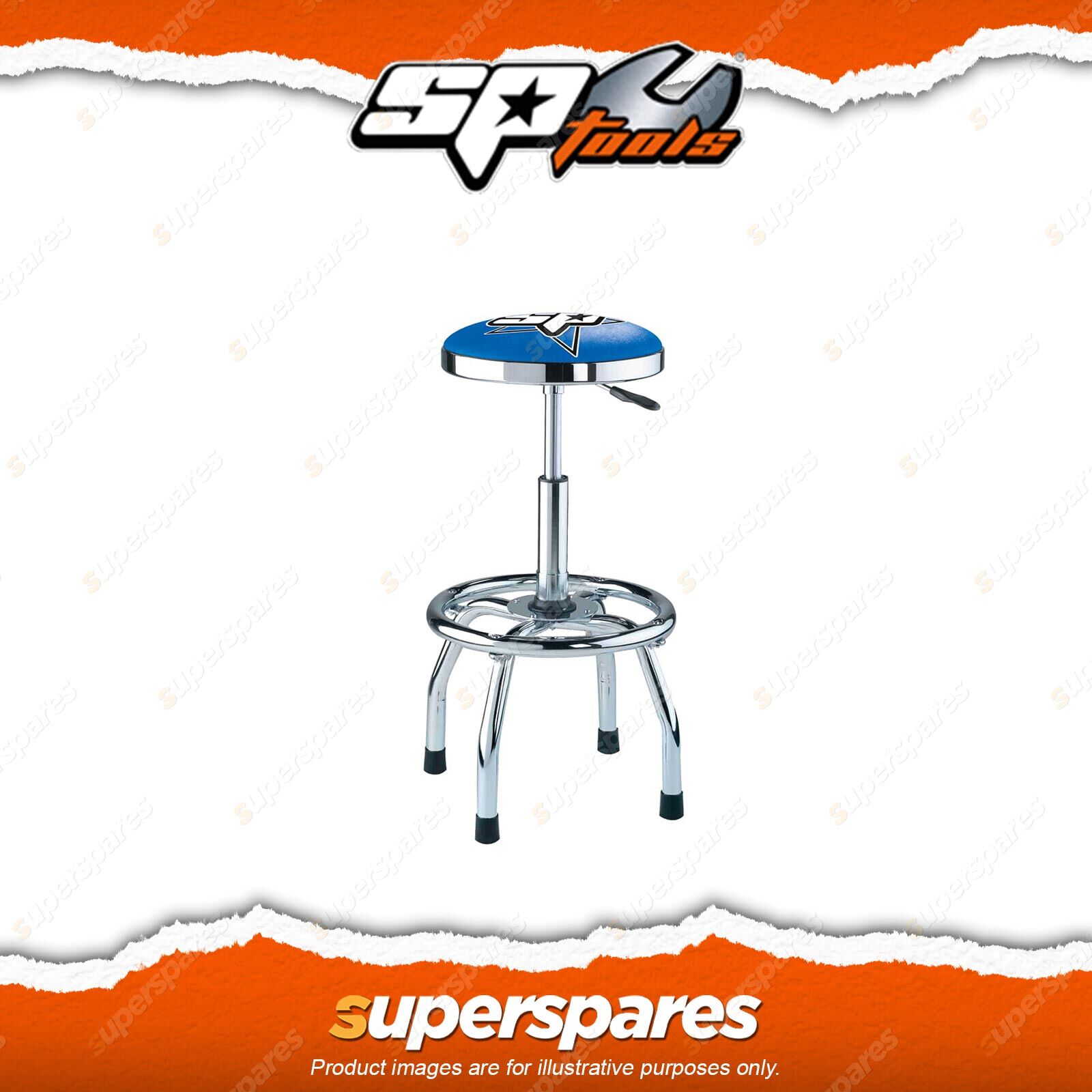 SP Tools Stool Pneumatic Swivel Seat - Adjusts from 660mm-787mm Chrome ...