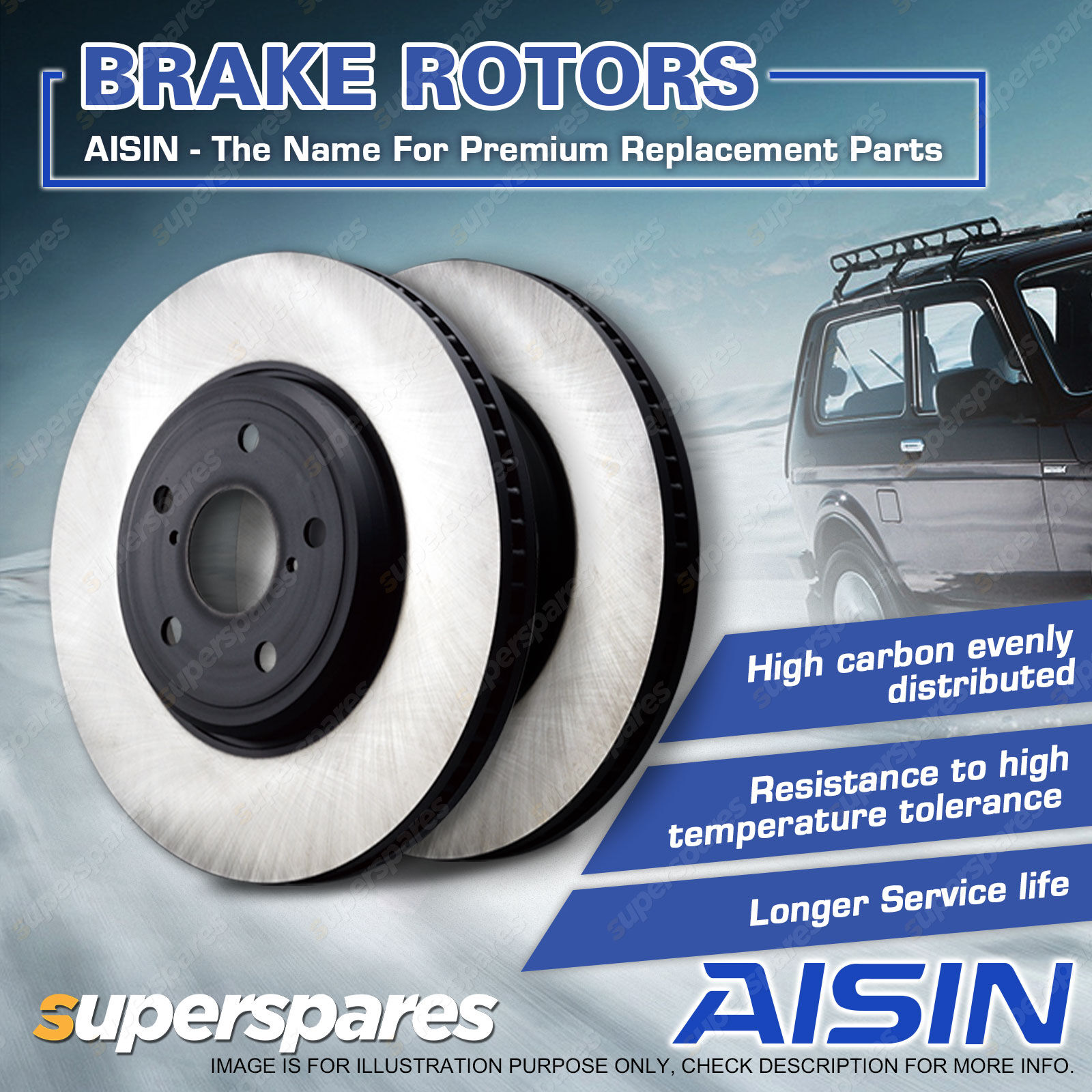 2x Rear Aisin Xtra-Dura Brake Rotors for Hyundai i30 i30cw FD iX35 LM ...