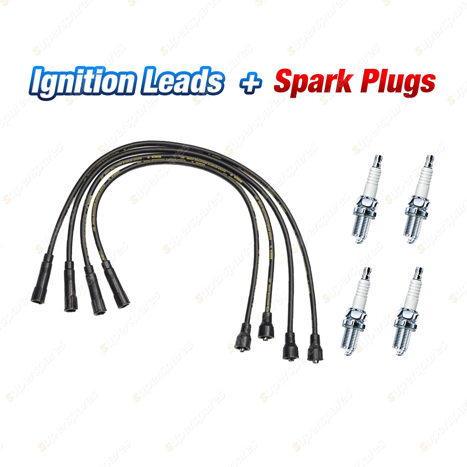 Bosch Ignition Leads + 4 x Denso Spark Plugs for Volvo 240 4Cyl 8V 2.3L ...