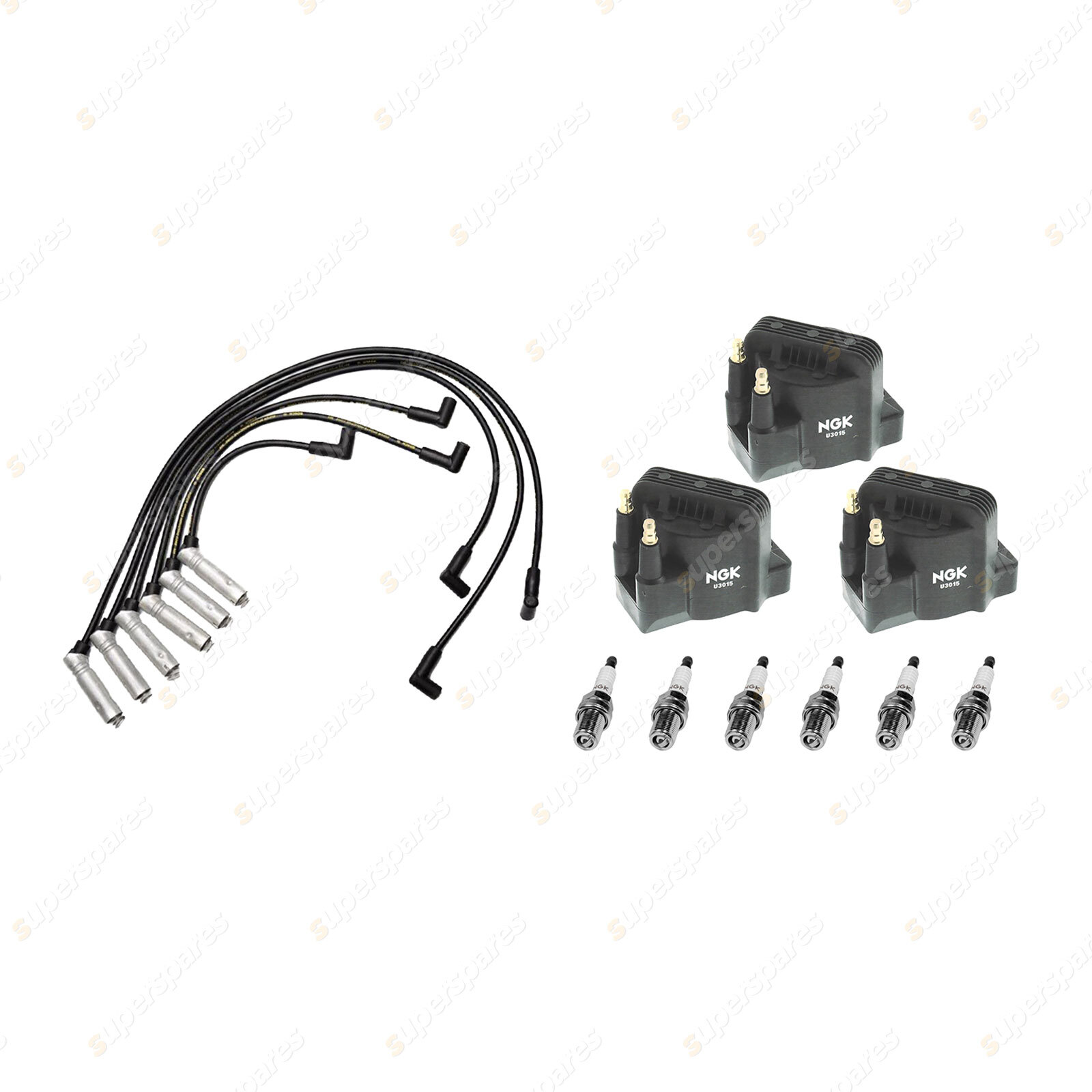 NGK Spark Plugs Coils + Bosch Leads Kit for Holden Calais VT VY ...