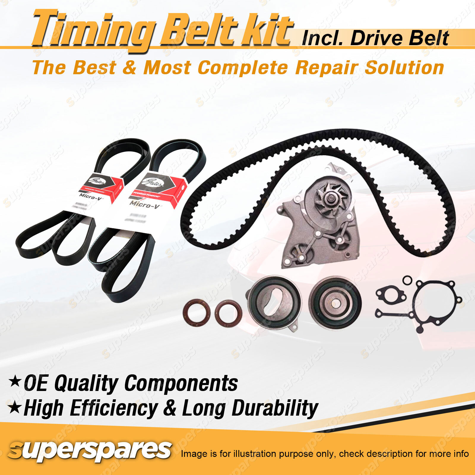 Timing Belt Kit & Gates Drive Belt for Ford Telstar AV 2.2L EFI F2 1990 ...