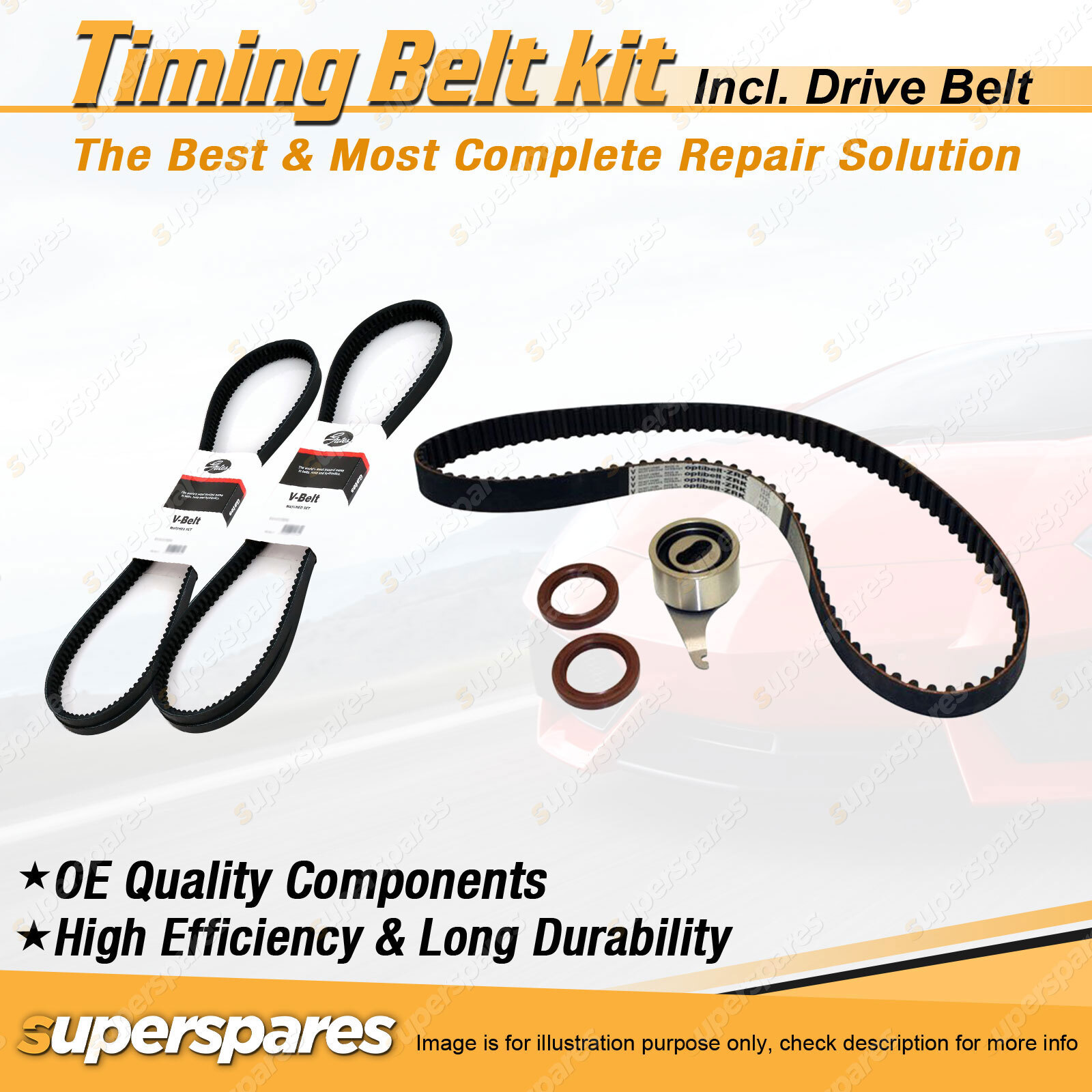 Timing Belt Kit & Gates Drive Belt for Ford Spectron 2.0L SOHC FE 3/ ...