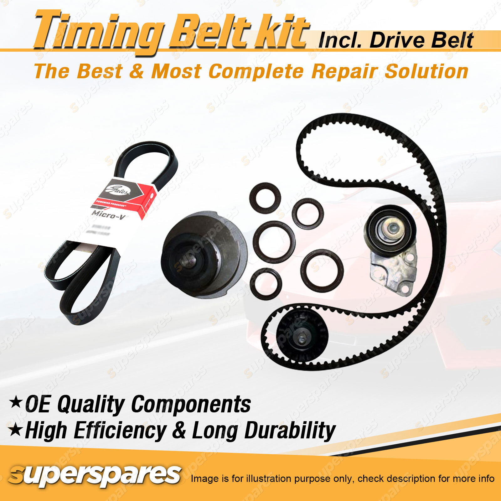 Timing Belt Kit & Gates Drive Belt for Holden Barina TK 1.6L F16D3 2005 ...