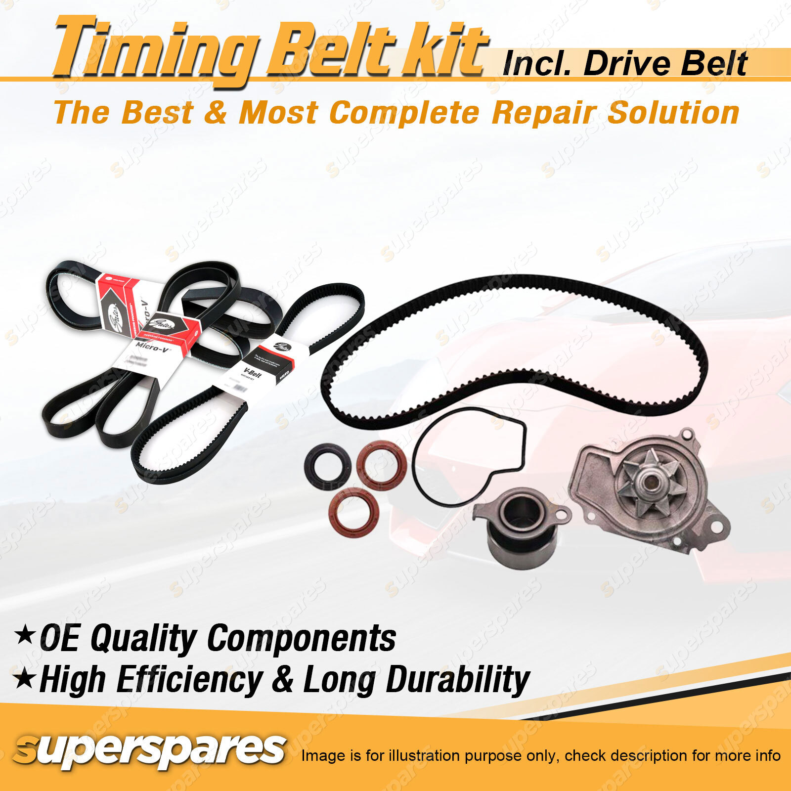 Timing Belt Kit & Gates Drive Belt for Honda CRX 1.6L EFI D16A8 1987 ...