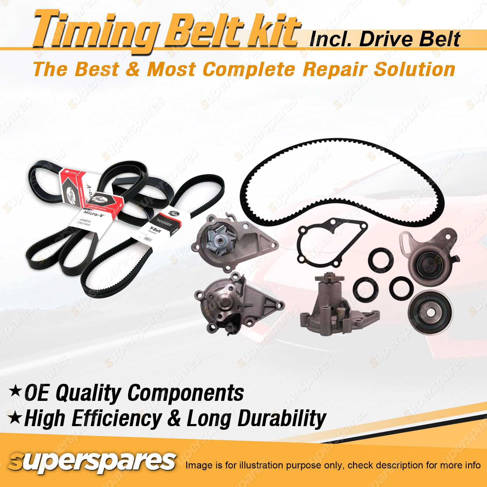 Timing Belt Kit & Gates Drive Belt for Kia Rio JB 1.4L DOHC G4EE 2007 ...
