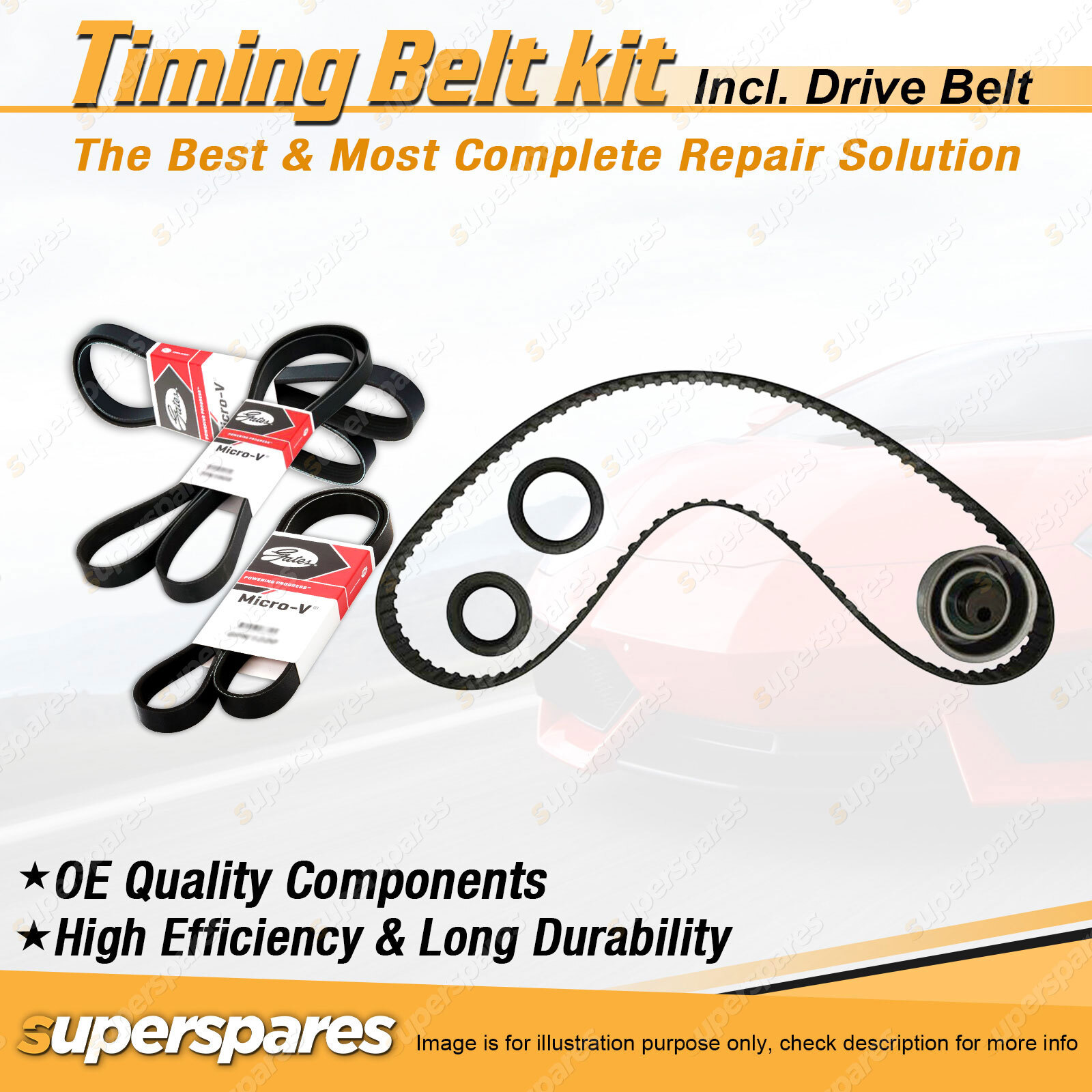 Timing Belt Kit & Gates Drive Belt for Nissan Pulsar N13 1.6L CA16S ...