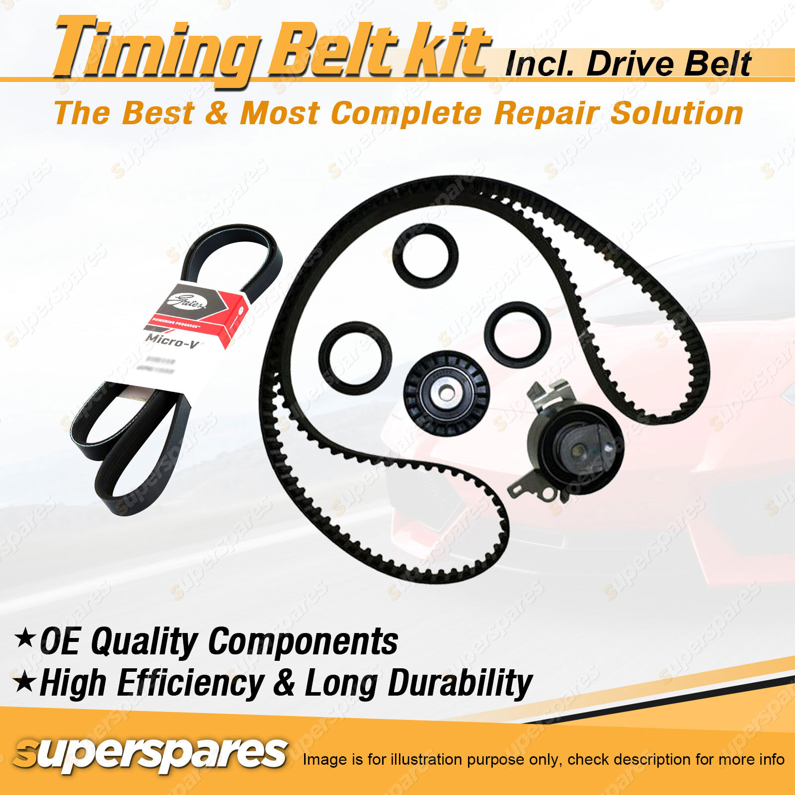 Timing Belt Kit & Gates Drive Belt for Peugeot 307 2.0L EW10J4S 2004 ...