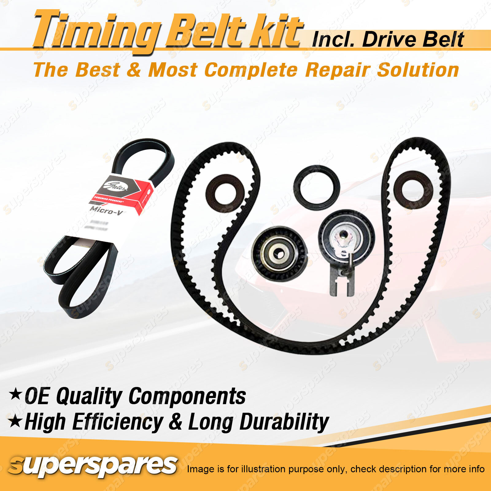 Timing Belt Kit & Gates Drive Belt for Volvo C30 1.6L DOHC DTFI D4164T ...