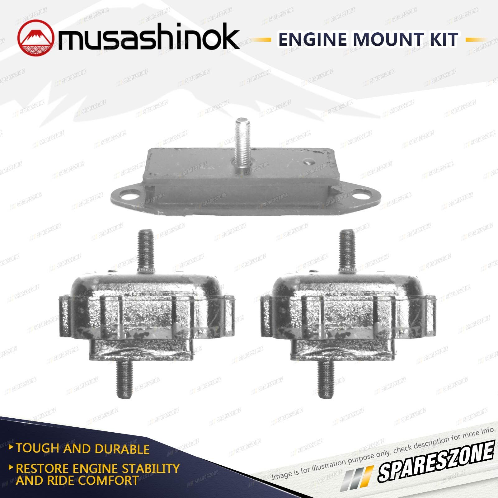 Front + Rear Engine Mount Kit for Holden Drover QB 1.3L 4Cyl 4WD G13A 3 ...
