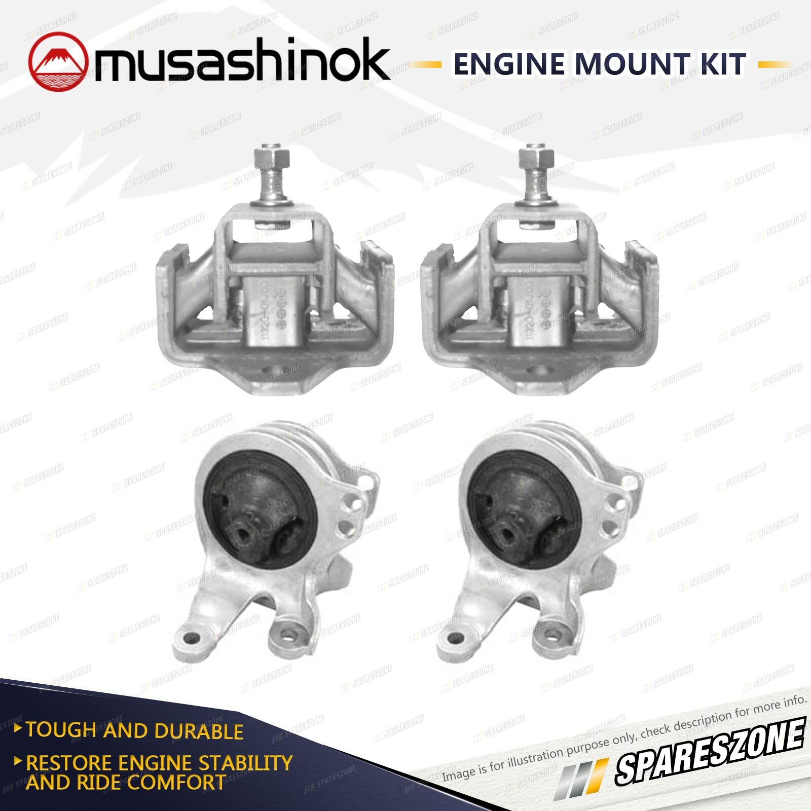 Front + Rear Engine Mount Kit for Nissan Patrol GU Y61 4.8L 6Cyl 4WD ...