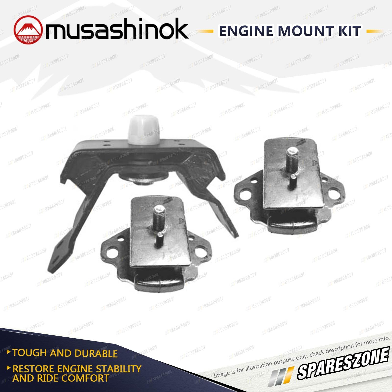 Front + Rear Engine Mount Kit for Toyota Prado VZJ95R 3.4L V6 4WD 5VZFE ...