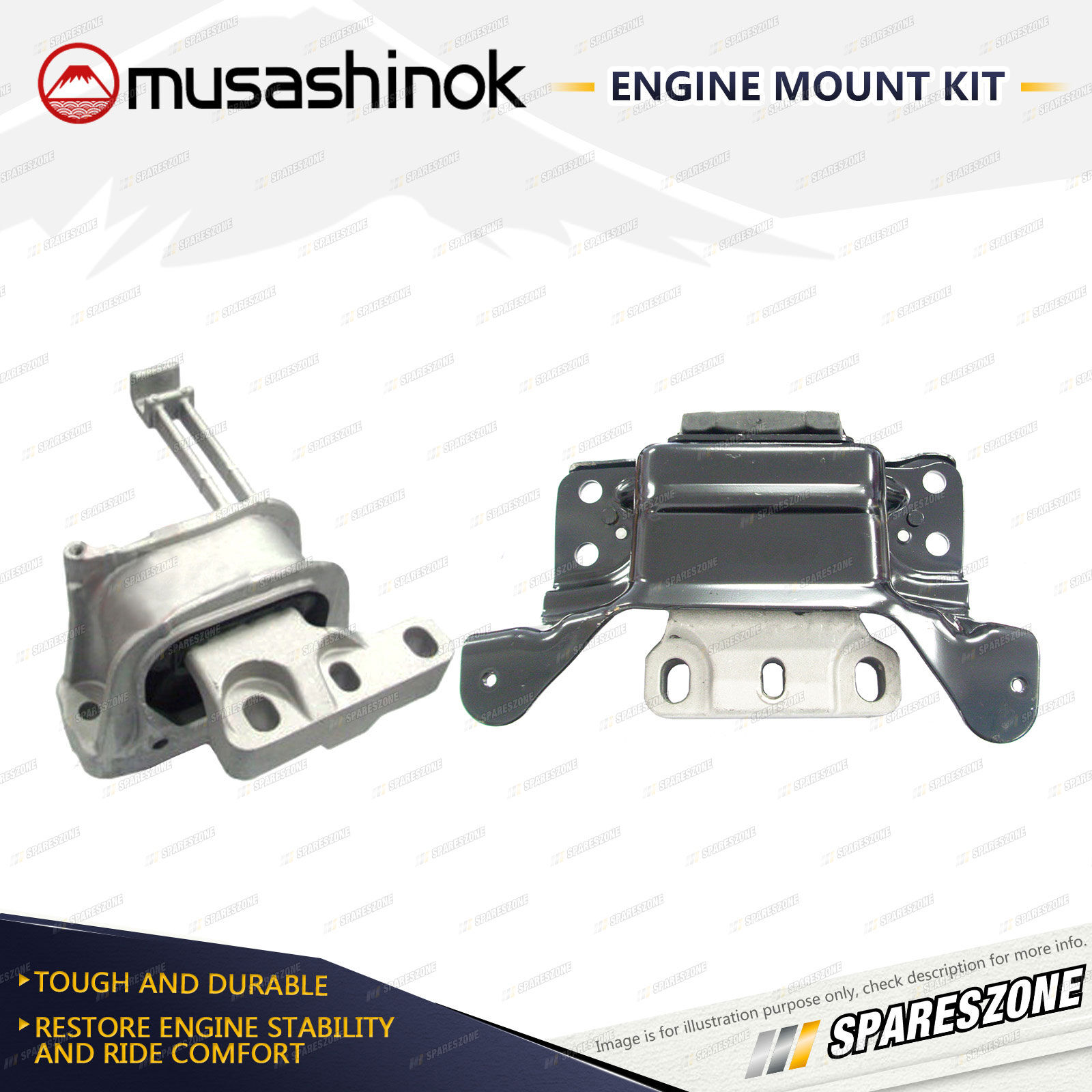 Musashinok LH + RH Engine Mount for Audi Q2 8U 1.4L 4Cyl FWD CZEA 17-21 DCT