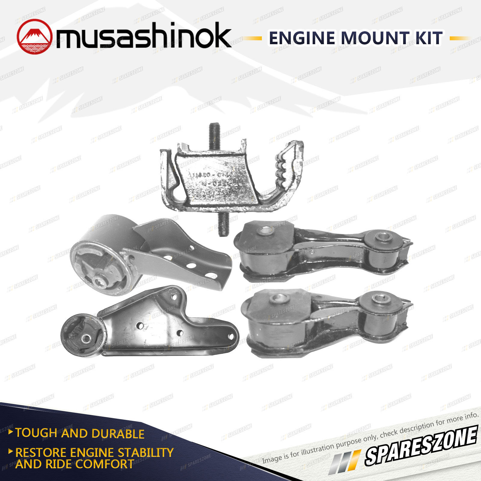 Full Engine Mount Kit for Holden Astra LB LC 1.5 1.6L 4Cyl E15 E16 84-87 Manual - Musashinok