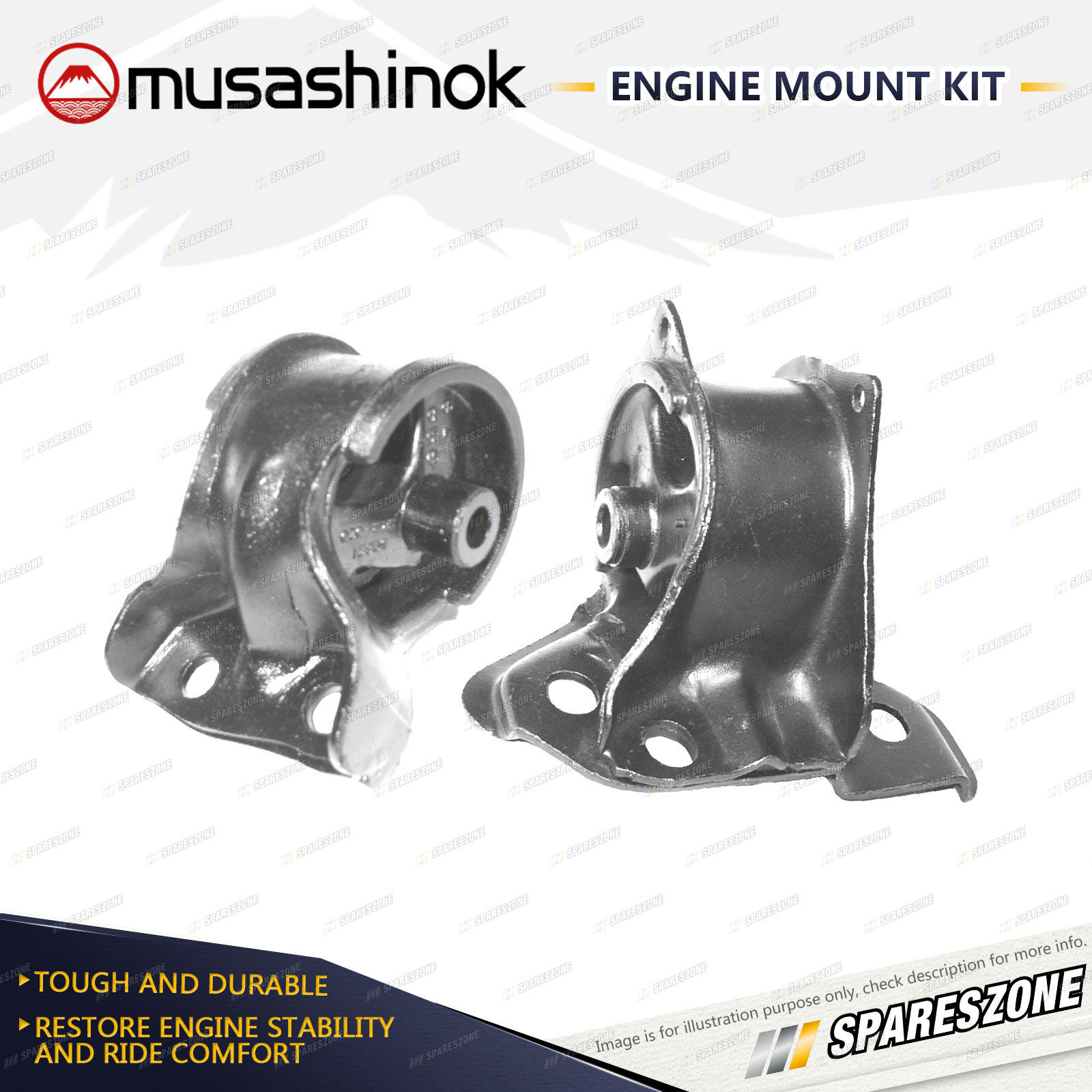 Musashinok LH + RH Engine Mount for Honda CRX EG2 1.6L 4Cyl B16A2 92-98 ...
