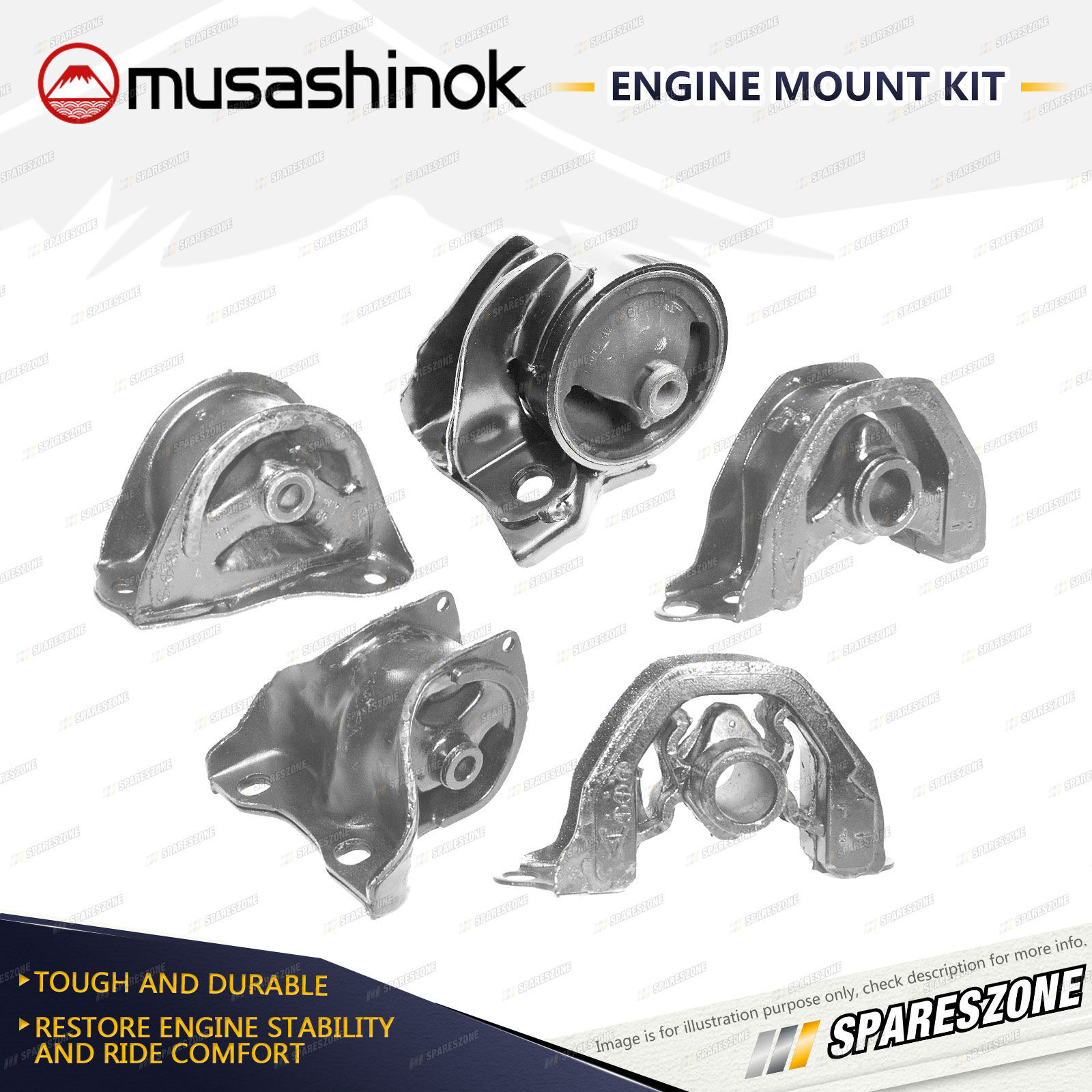 Full Engine Mount Kit for Honda Civic EG3 1.3L 4Cyl 4 Door D13B2 91-93 ...