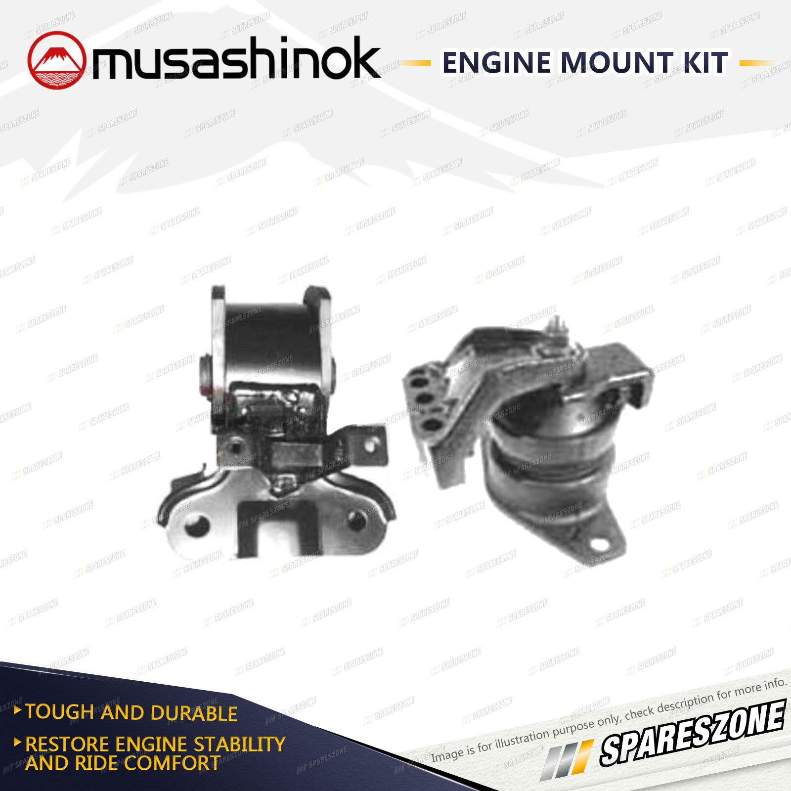 Musashinok LH + RH Engine Mount for Hyundai Trajet FO 2.0L 4Cyl G4JP 99 ...