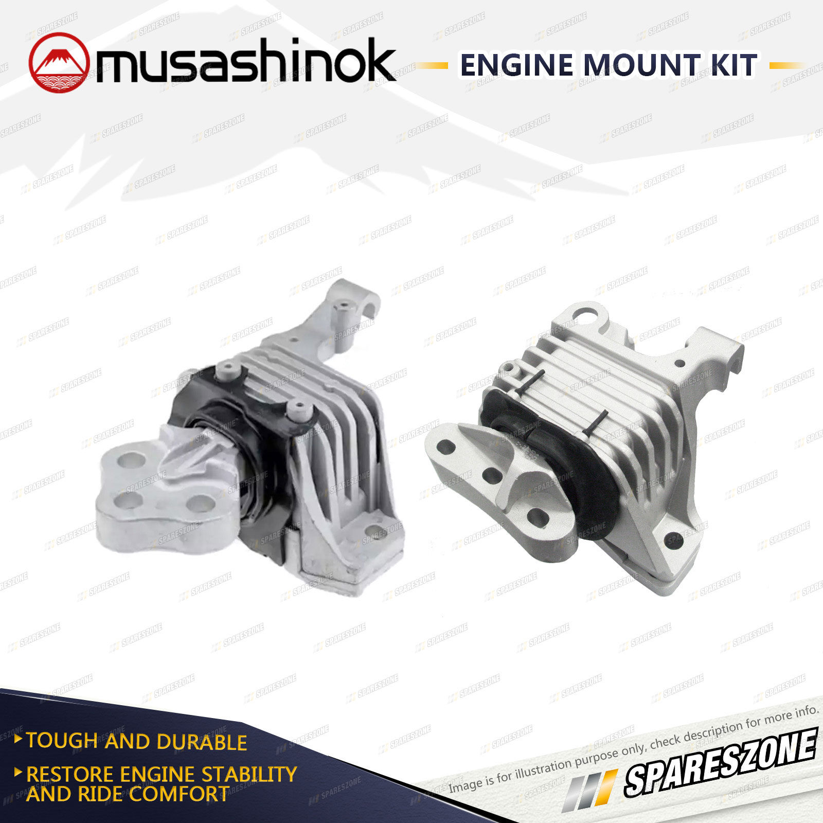 Musashinok LH + RH Engine Mount for Jeep Cherokee KL 2.4L FWD ED6 14-On ...