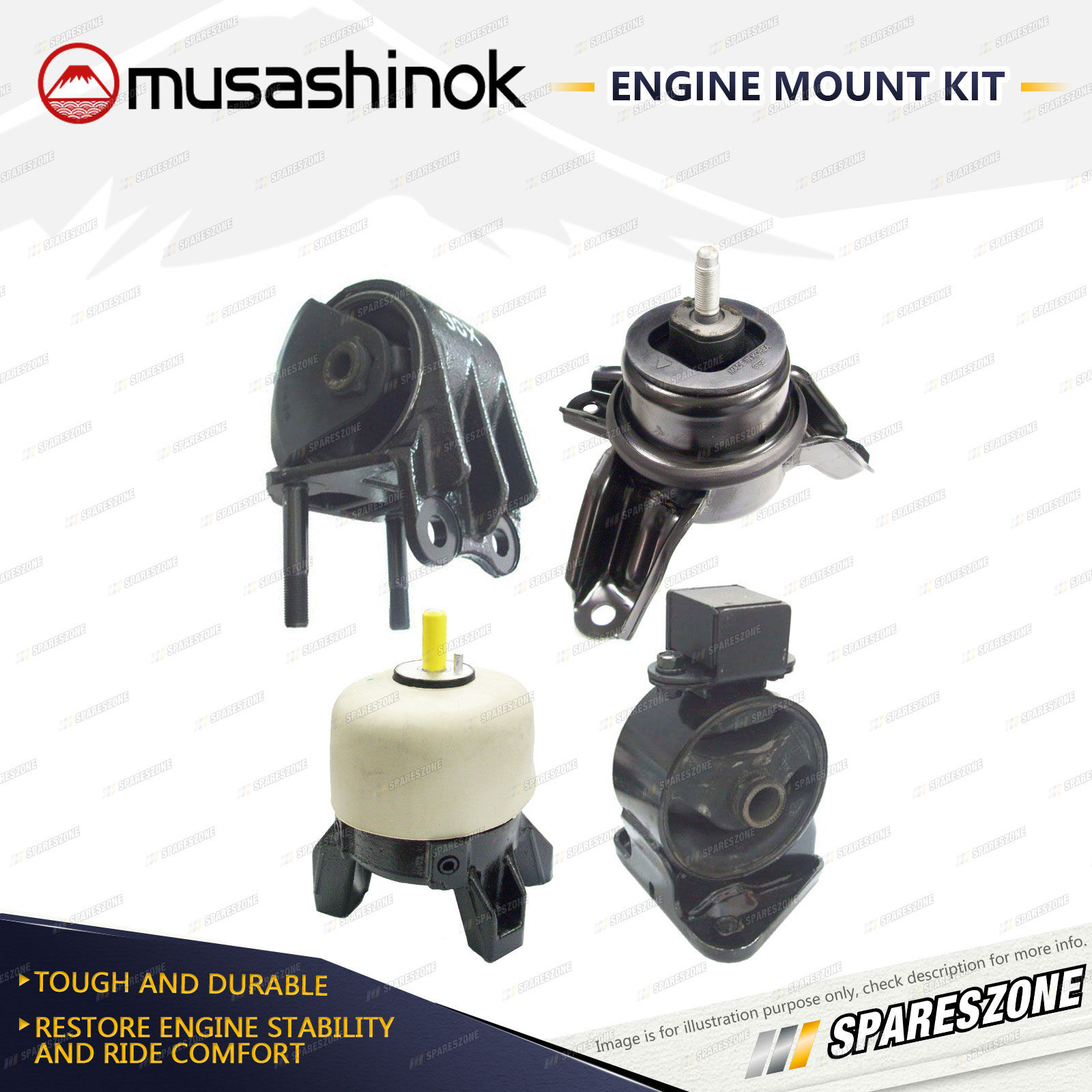 Musashinok Full Engine Mount Kit for Kia Sportage SL 2.4L AWD G4KE 10 ...