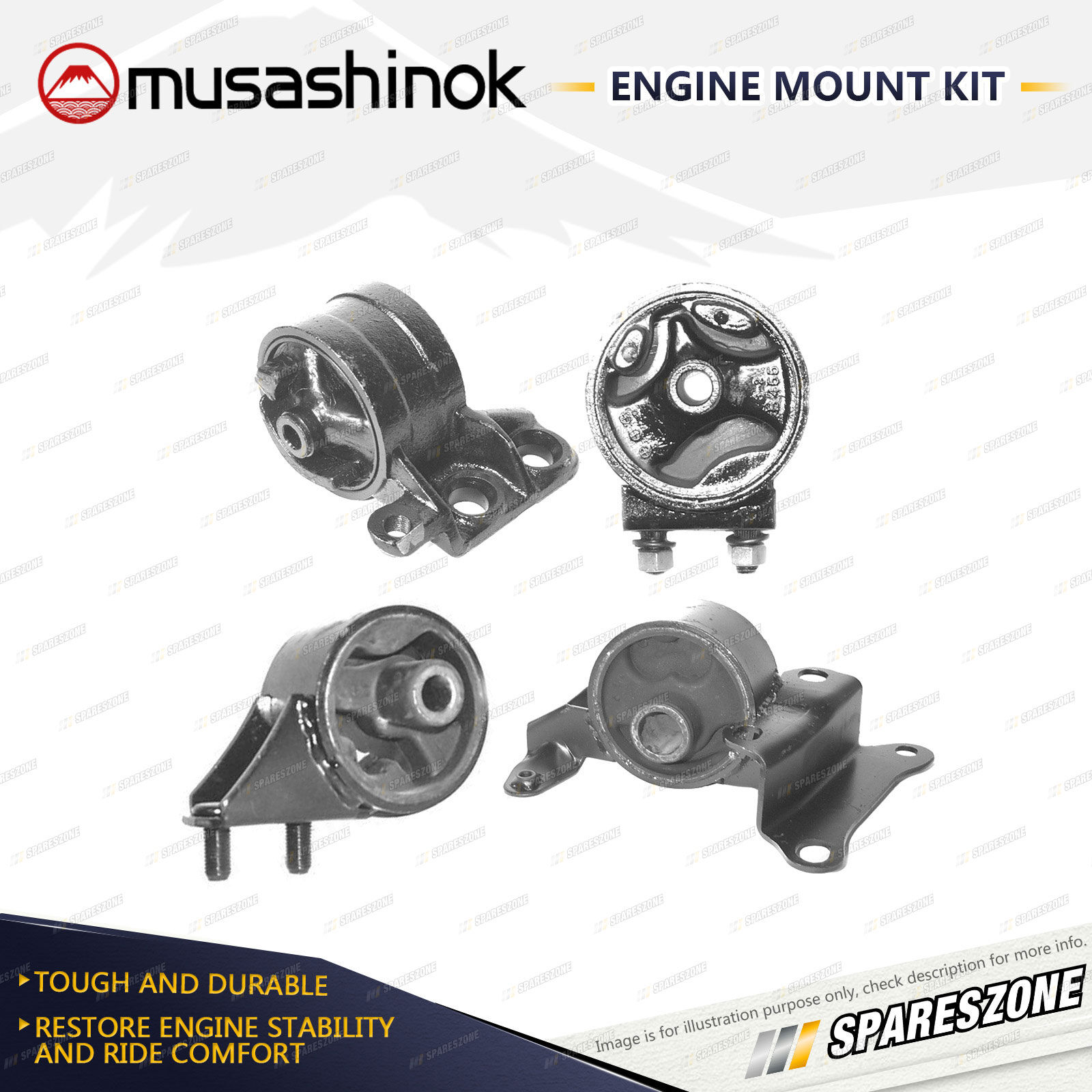 Musashinok Full Engine Mount Kit for Mazda 323 BG Astina MX3 Precidia 89-96