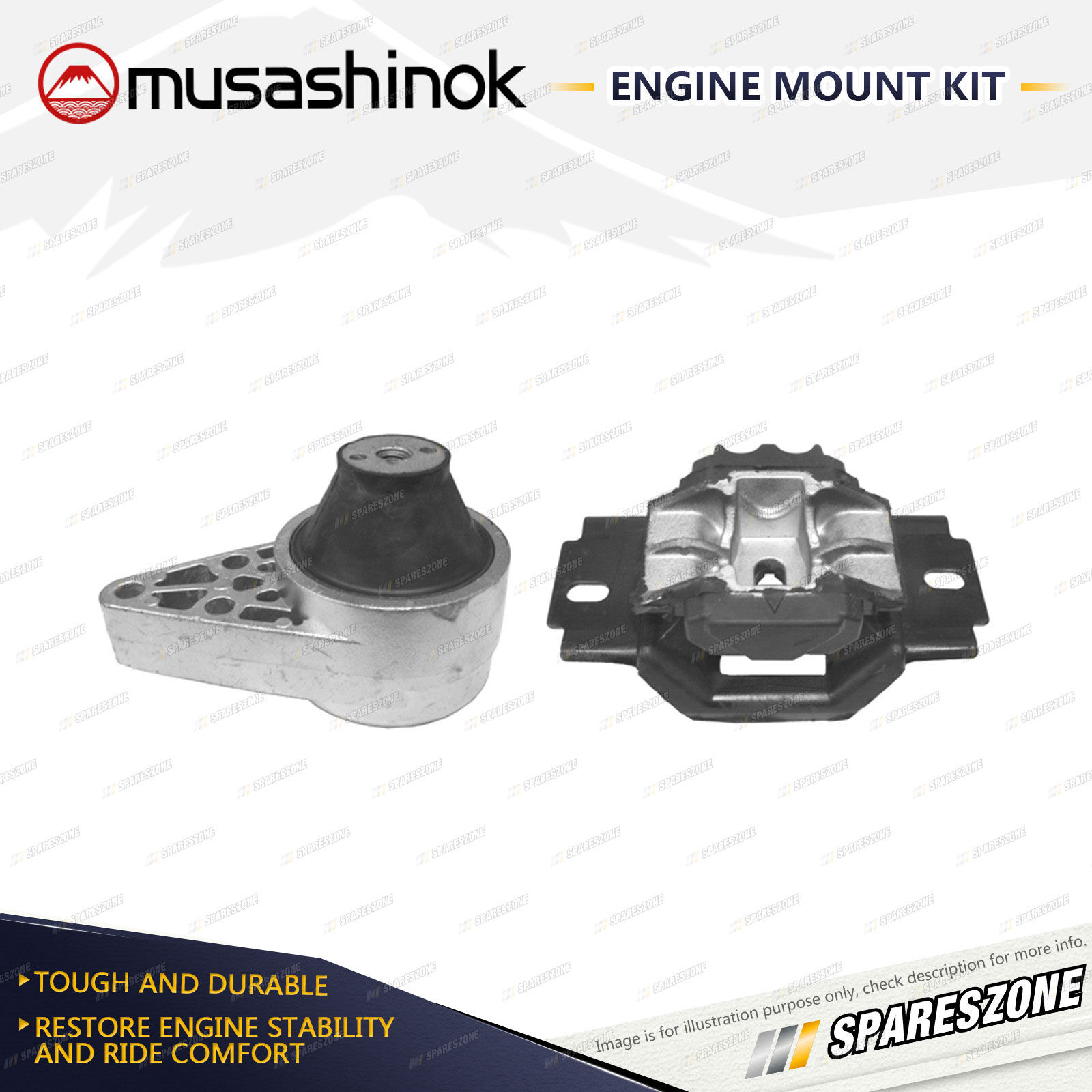 Musashinok LH + RH Engine Mount Kit for Mazda 2 DY 1.5L 4Cyl ZY 02-07 ...