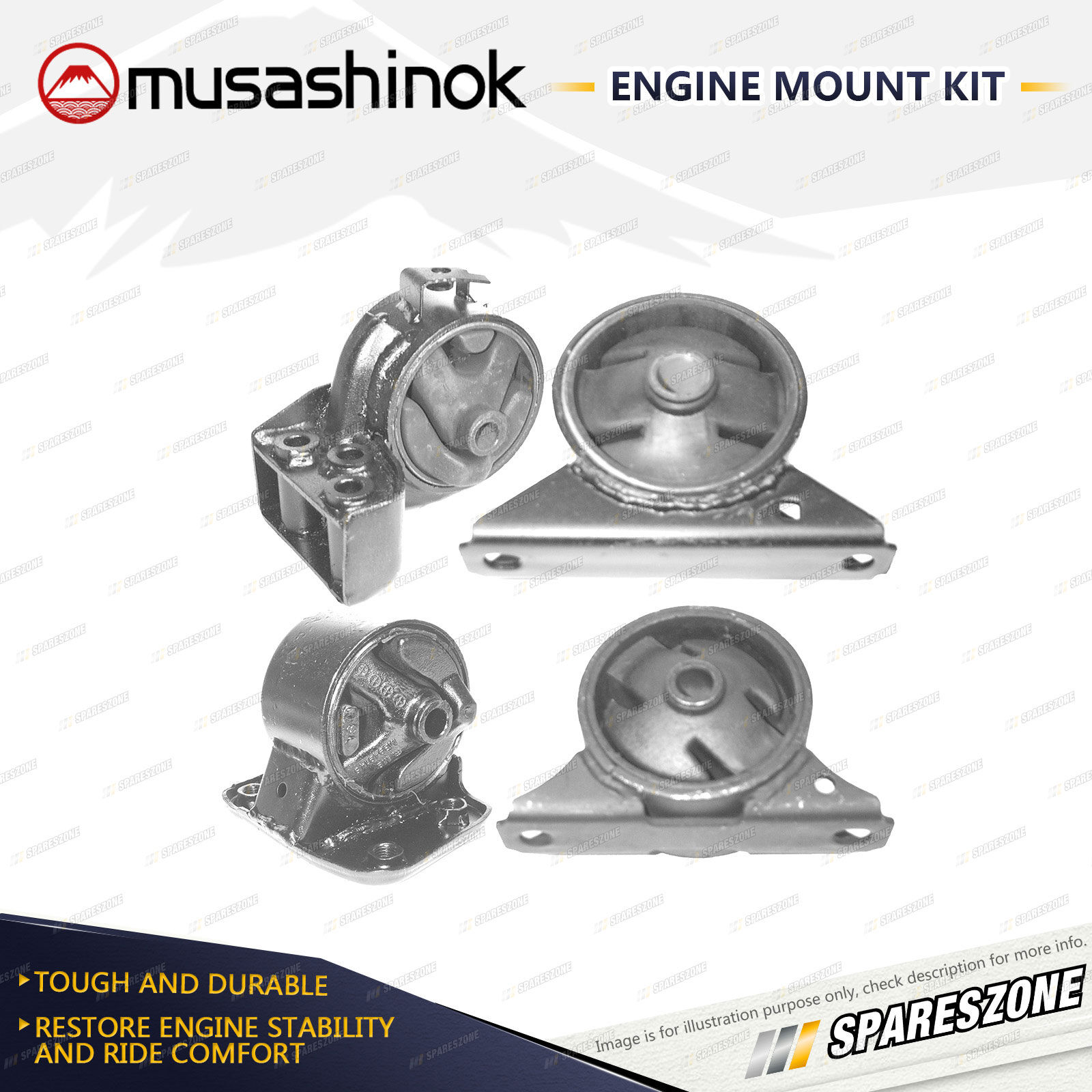 Full Engine Mount Kit for Mitsubishi Lancer CC 1.8L 4Cyl GSR 4G93T 92 ...