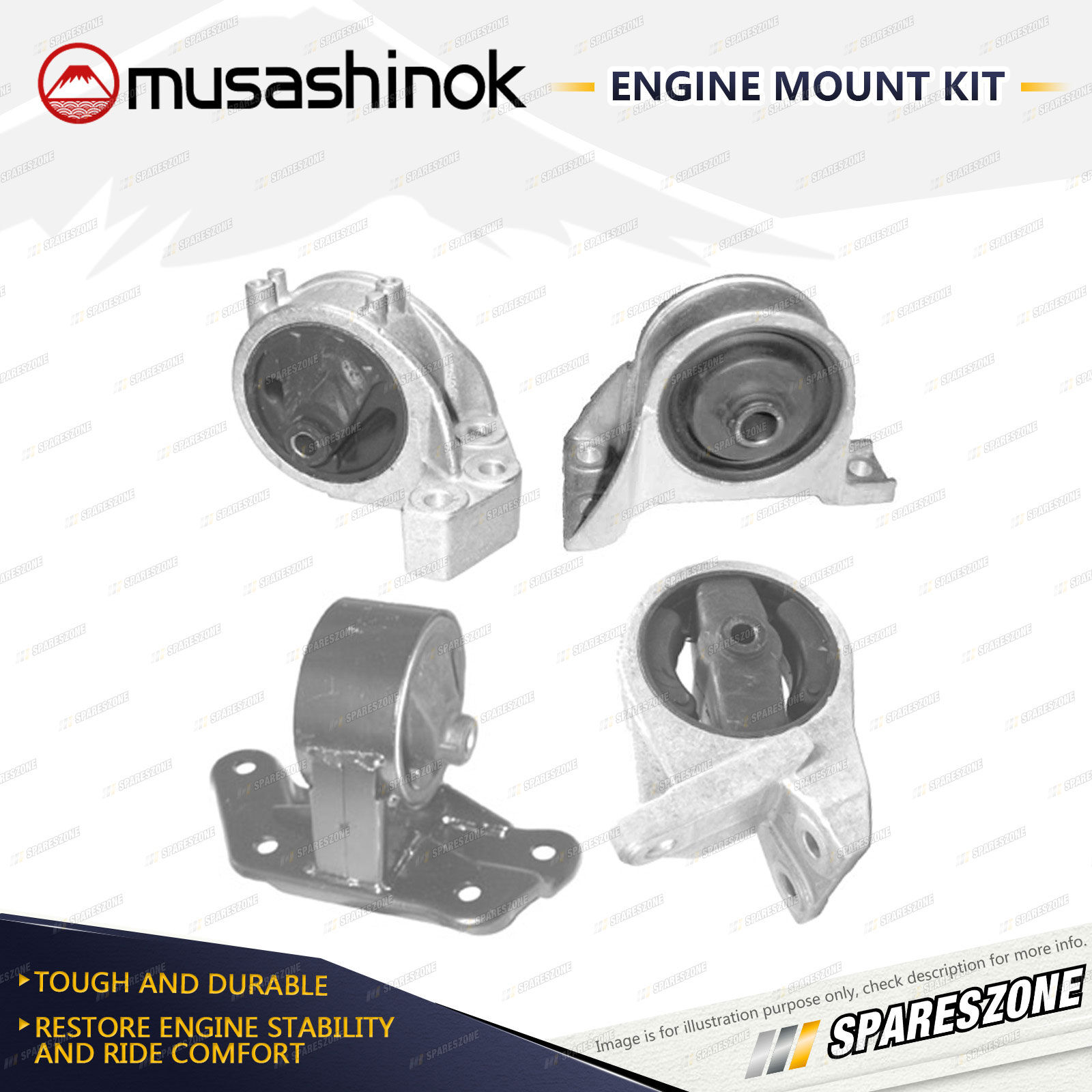 Full Engine Mount Kit 40mm Bush for Mitsubishi Verada KE KF 3.5L 6G74 ...