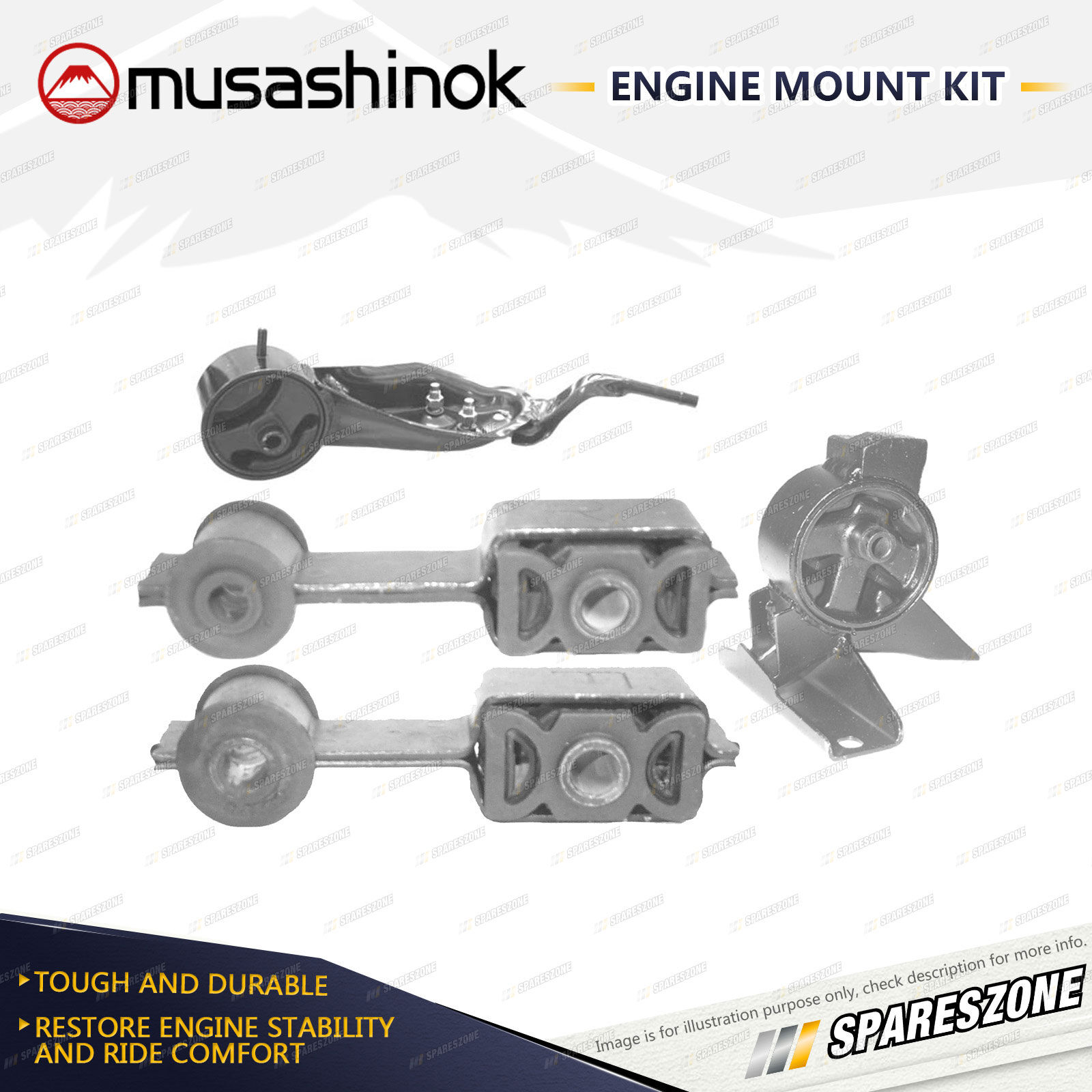 Full Engine Mount Kit for Nissan EXA KN 13 1.6L 4Cyl CA16DE 87-91 Auto ...