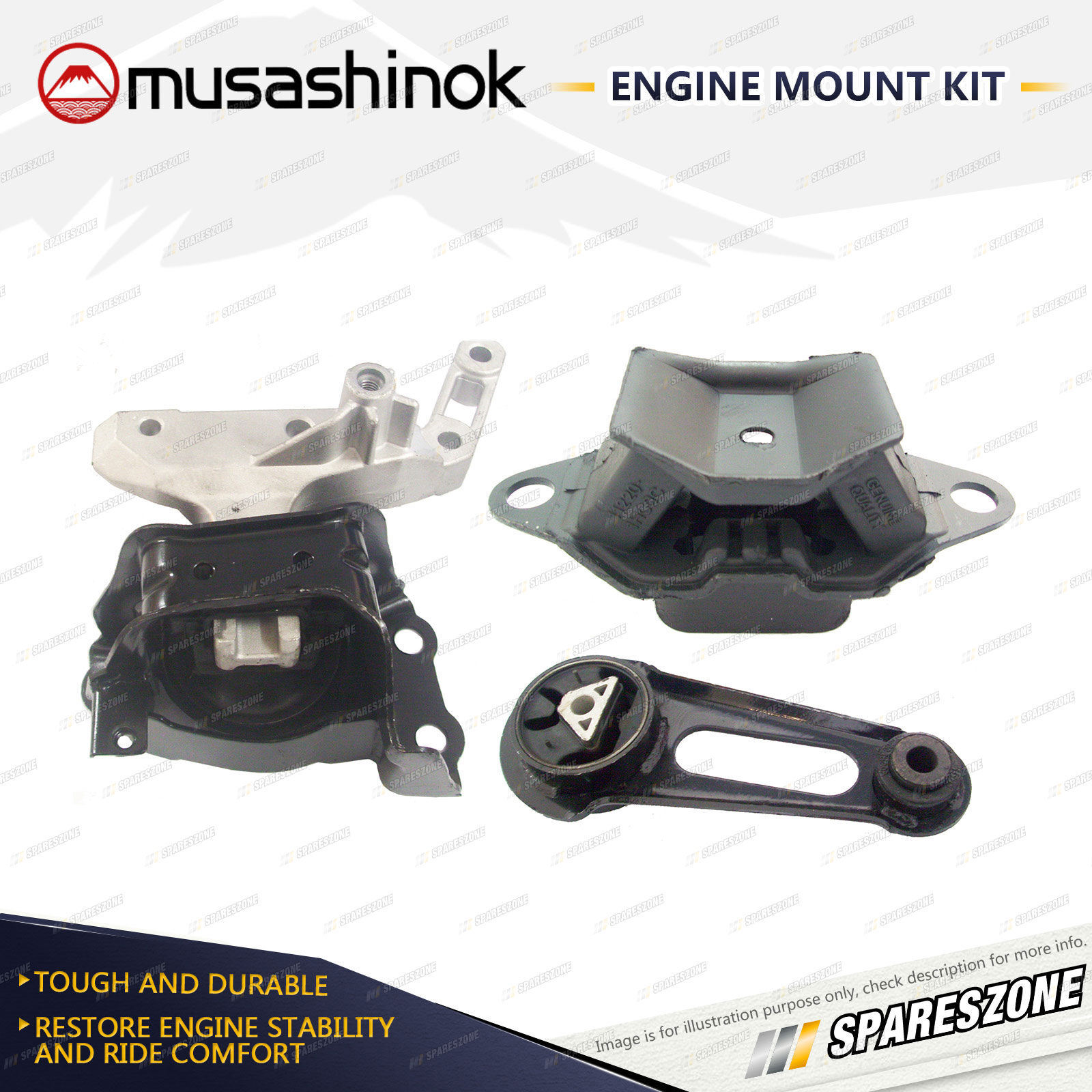 Full Engine Mount Kit for Nissan Micra K13 1.2L 3Cyl HR12DE 10-17 Auto ...